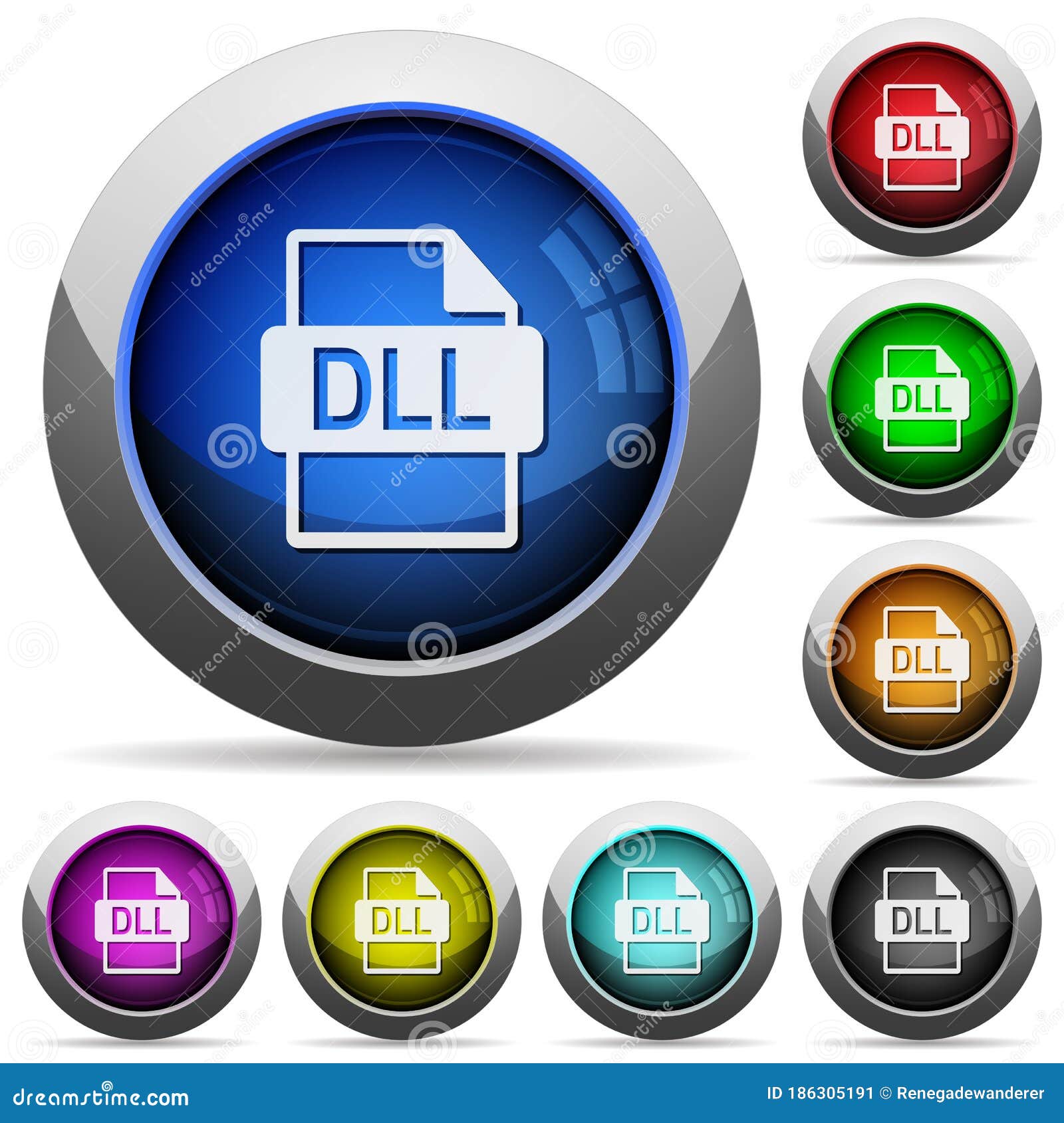 DLL file format button set stock illustration. Illustration of ...