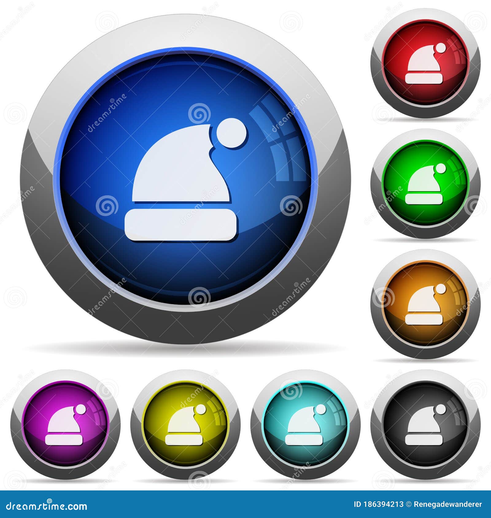 Santa hat button set stock vector. Illustration of color - 186394213