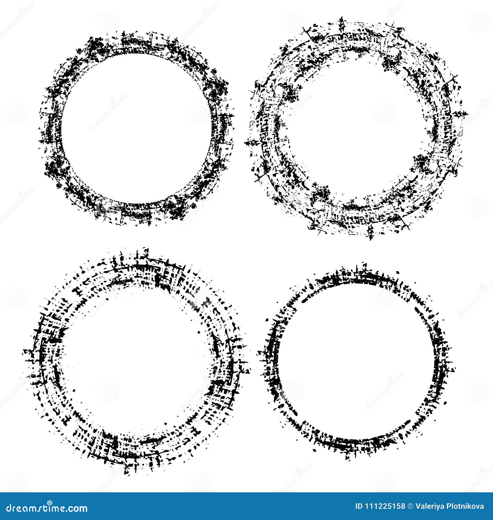 Set of round grunge frame. stock vector. Illustration of circle - 111225158