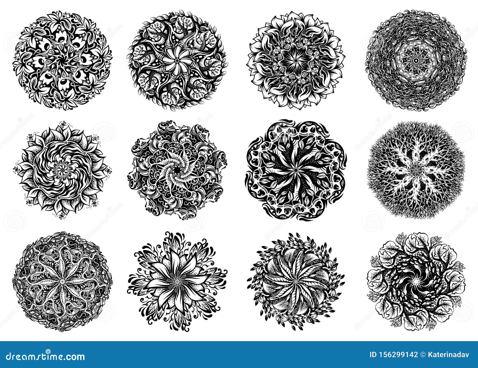 A Set of Round Hand-drawn Patterns, Vector Stock Vector - Illustration ...