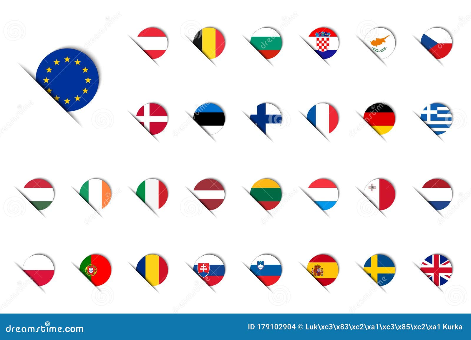Set of Round Icons with Flags of European Union Member States. Modern ... Set of Round Icons with Flags of European Union Member States. Modern ...