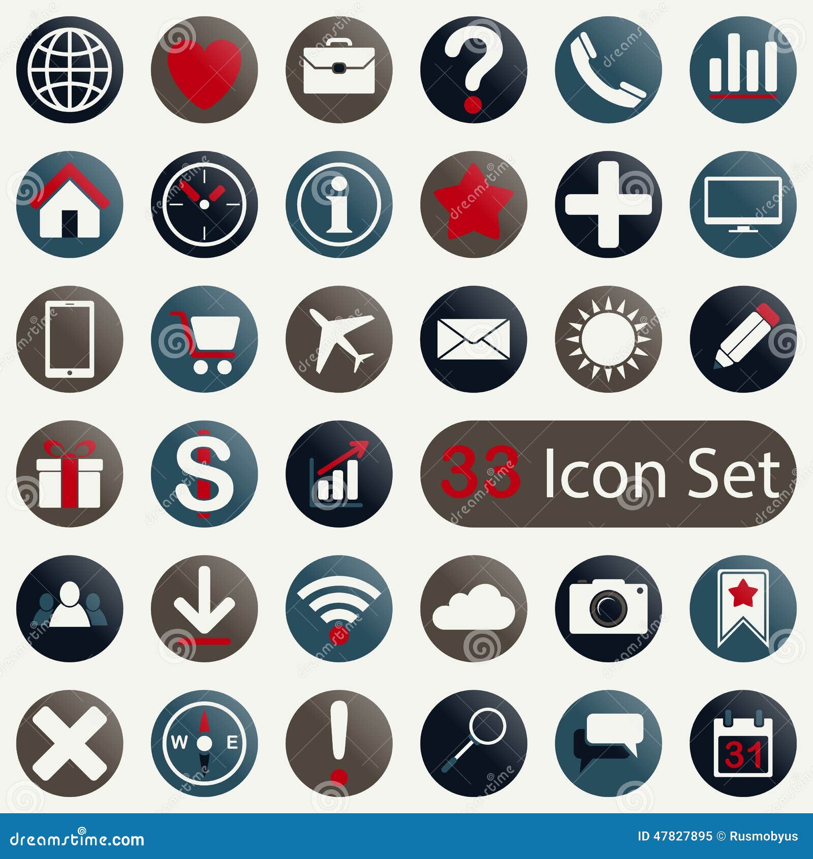 Set of Round Icons for Mobile App and Web Stock Vector - Illustration ...