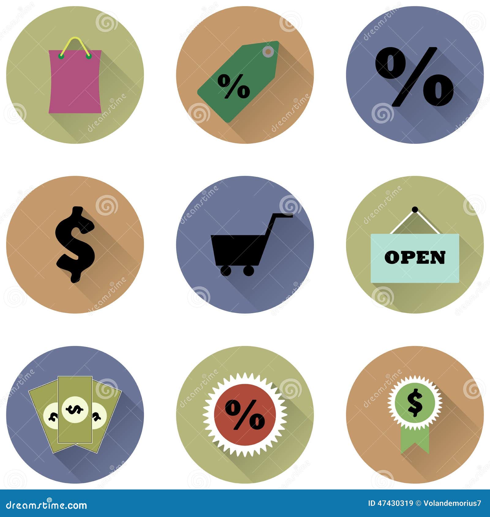 Set of Round Icons for a Shop Stock Vector - Illustration of badge ...