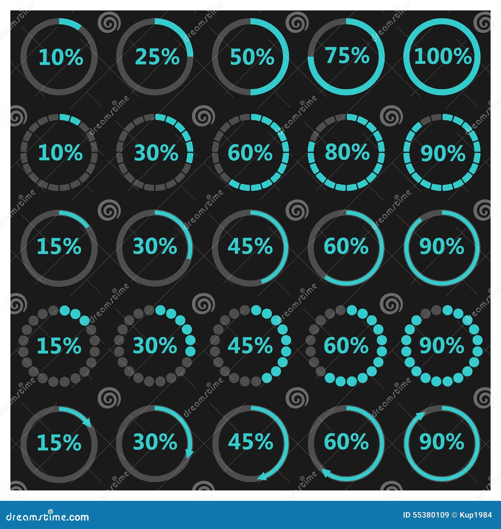 Set Round Indicators, Vector Illustration. Stock Vector - Illustration ...