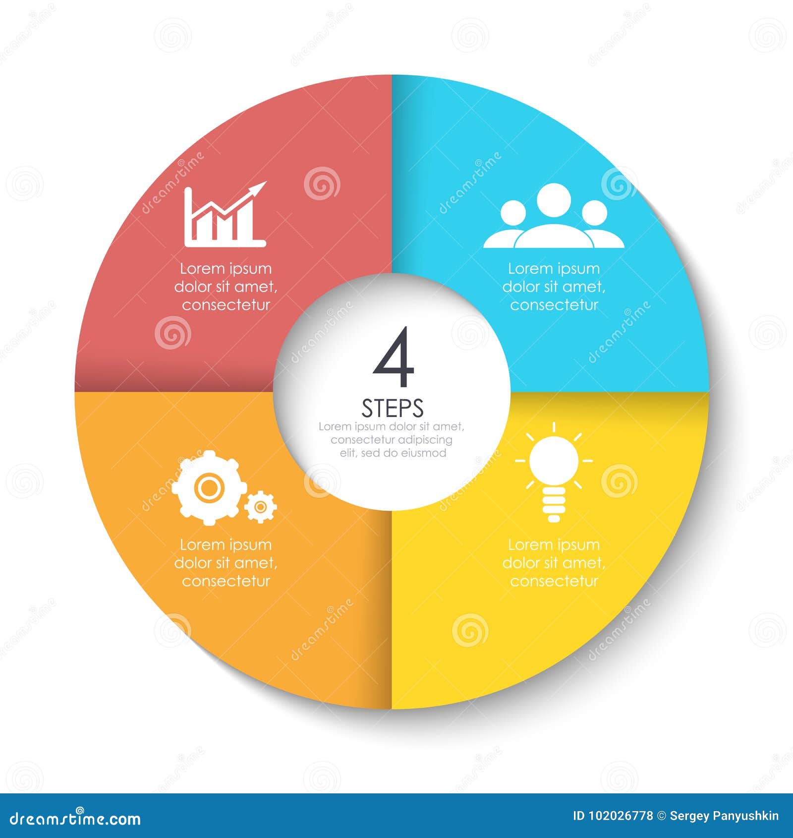 Set of Round Infographic Diagram. Circles of 4 Elements or Steps Stock ...