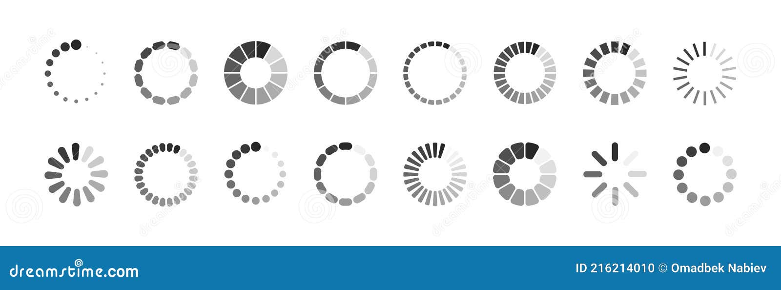 Set of round loading icons stock vector. Illustration of application ...