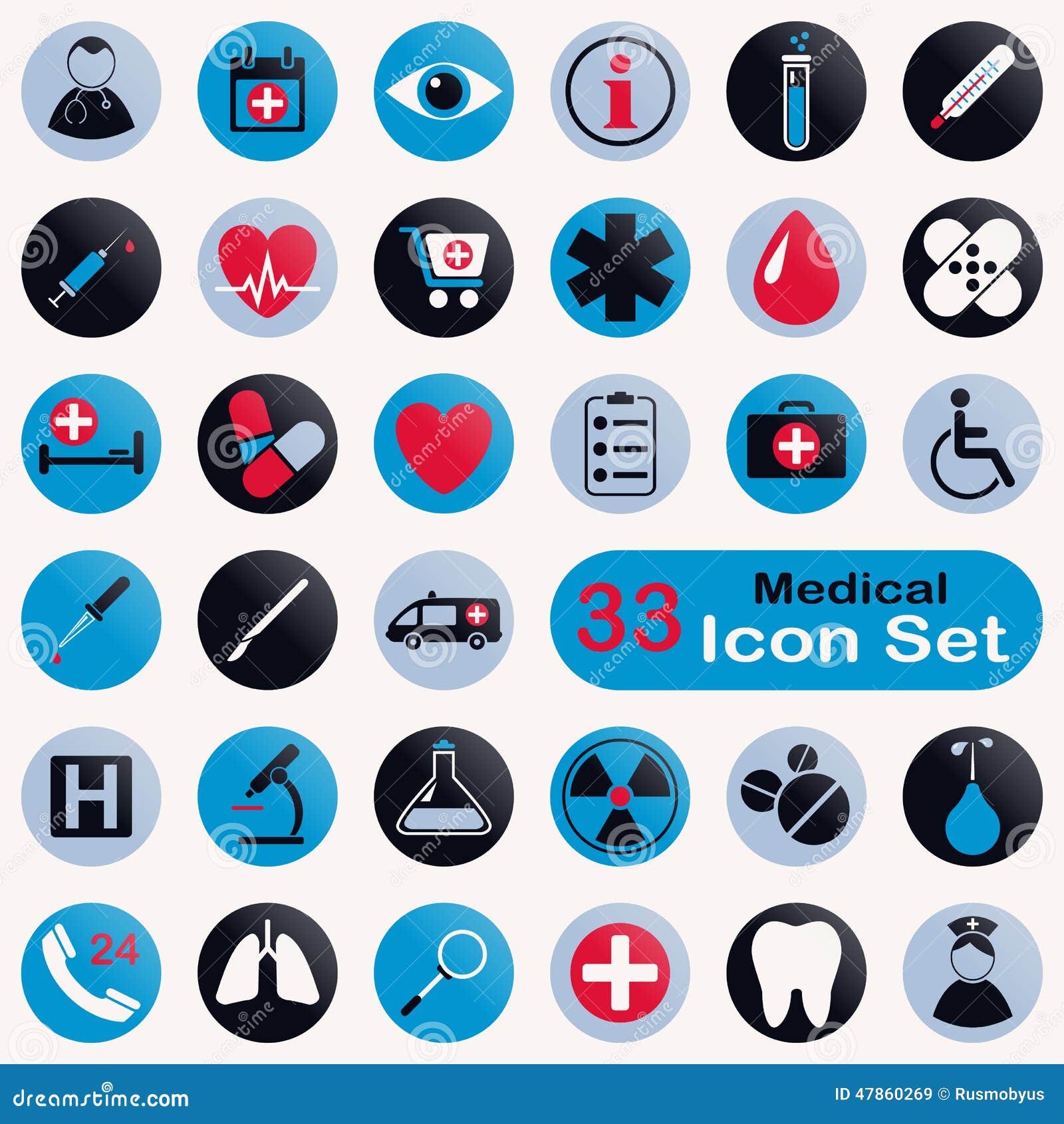 Set of round medical icons stock vector. Illustration of natural - 47860269