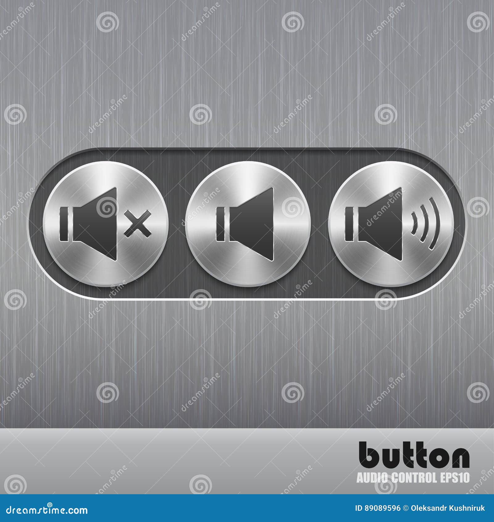 Set of Round Metal Button with Brushed Texture and Speaker ...
