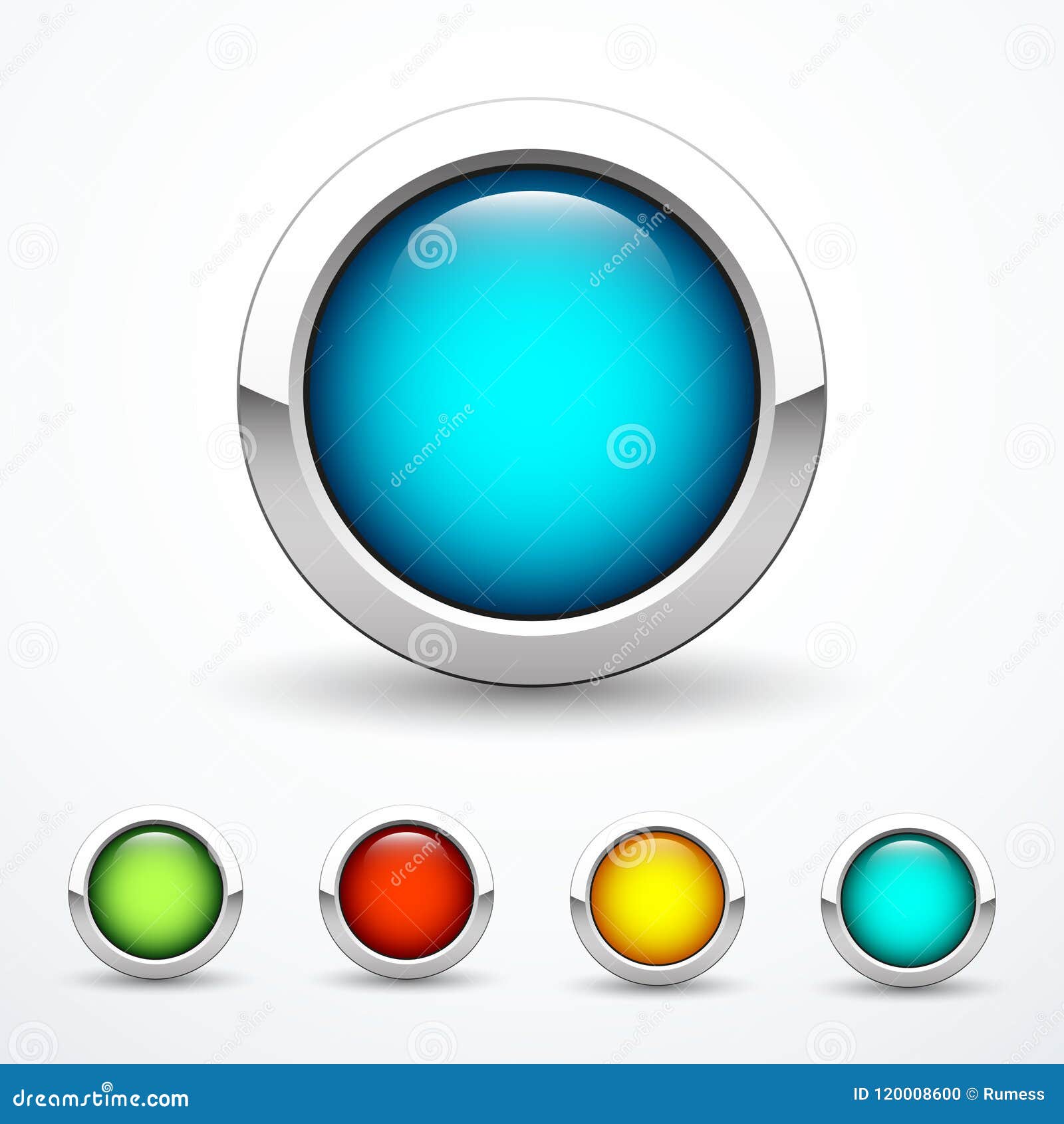 Set of Round Metal Buttons. Vector Illustration Stock Vector ...