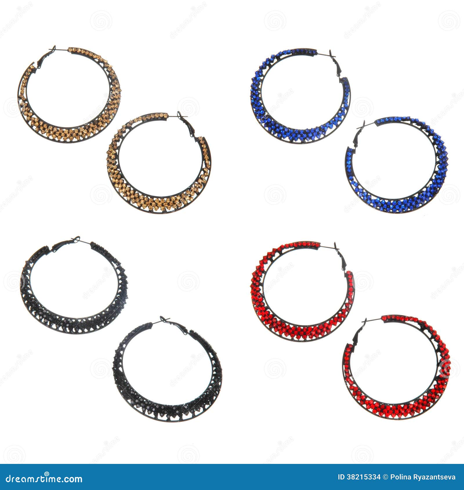 Set of Round Metal Earrings Stock Photo - Image of female, jewel: 38215334
