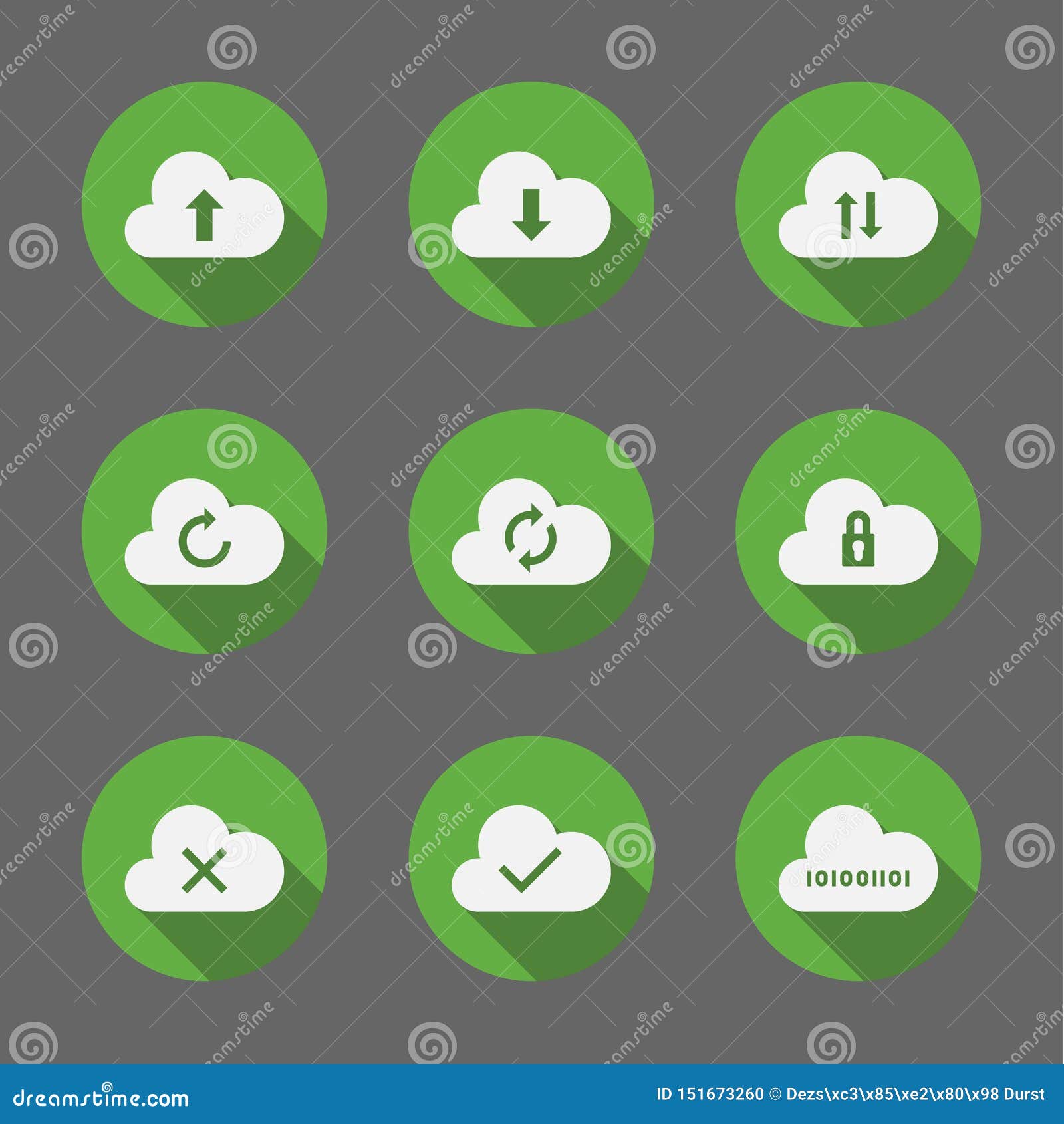 Set of Round Cloud Computing Themed Icons Stock Vector - Illustration ...