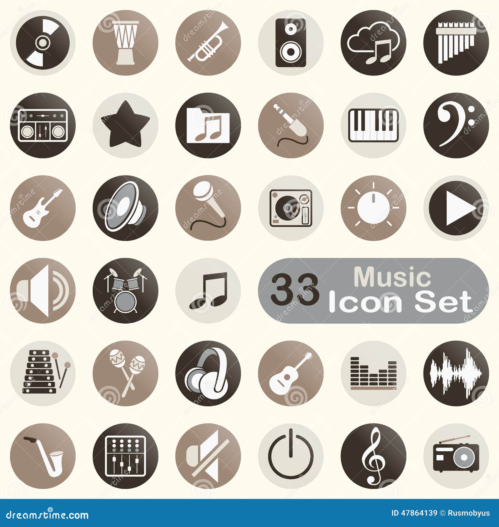 Set of round music icons stock vector. Illustration of earphones - 47864139