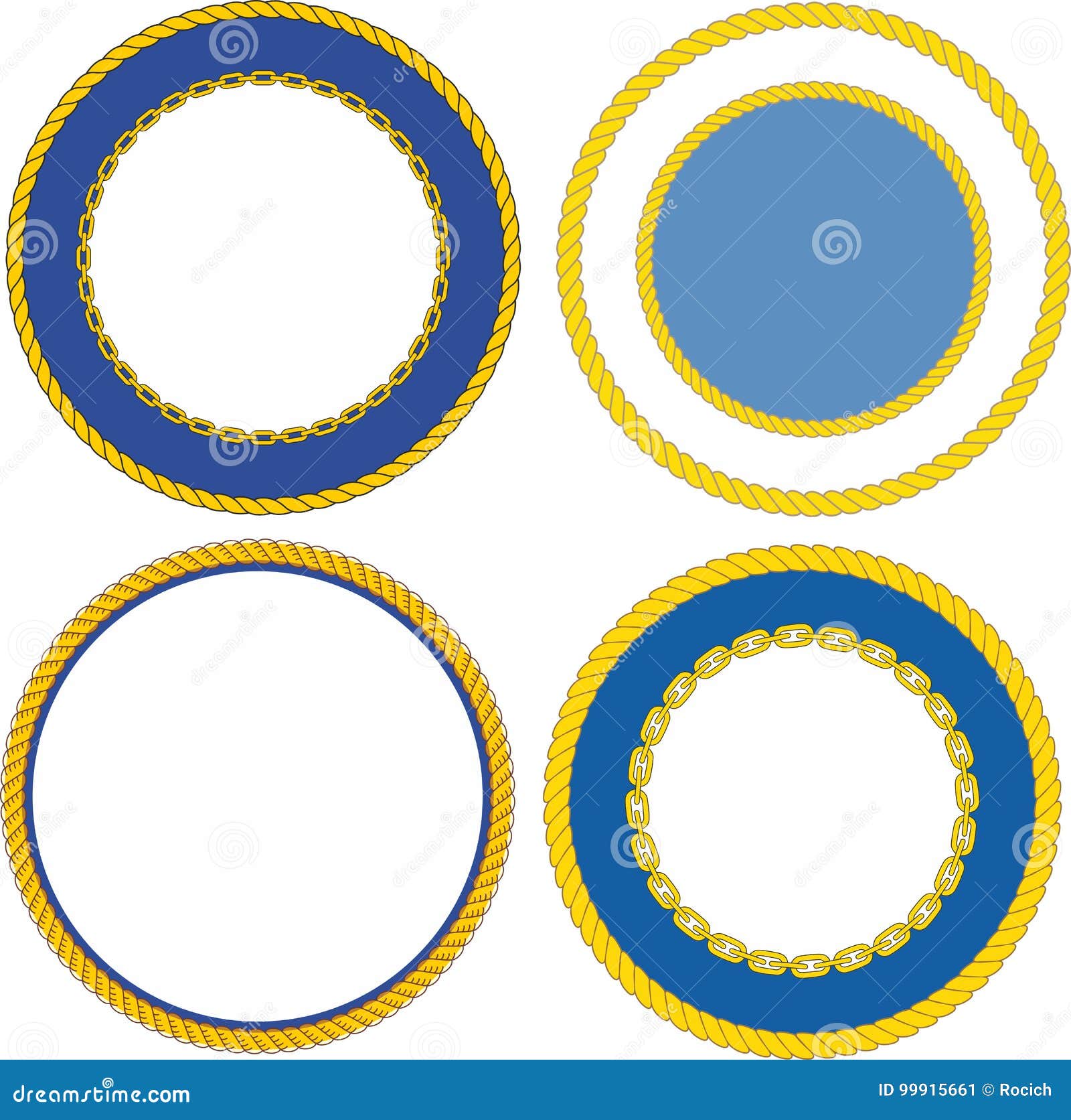 Set Of Round Naval Emblem Crest Templates Cartoon Vector ...