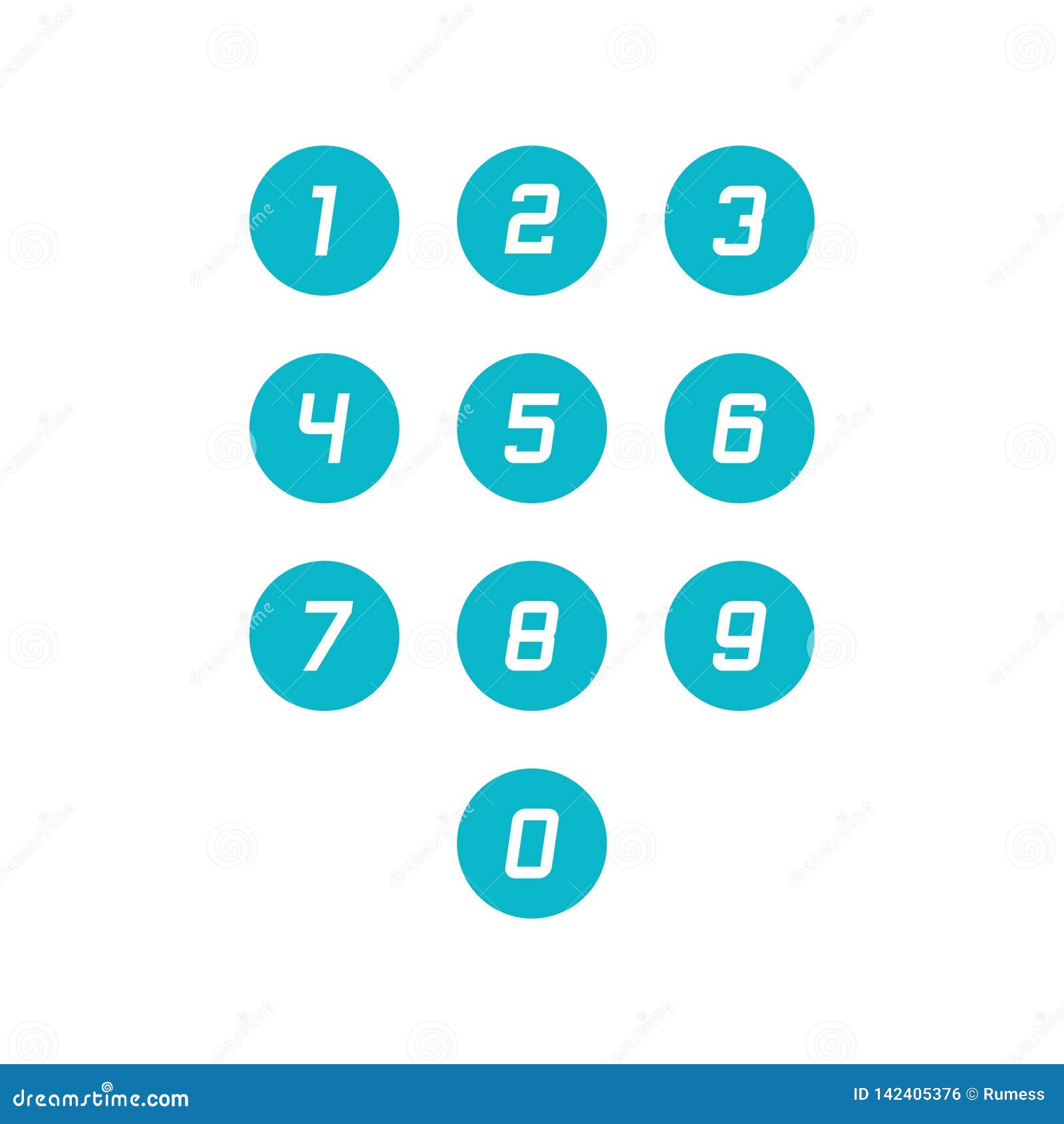 Set of Round 0-9 Number Icons. Vector Illustration Stock Vector ...