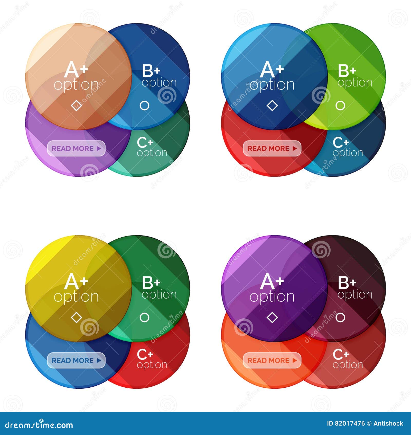 Set of Round Option Diagram Template for Your Data or Options Stock ...
