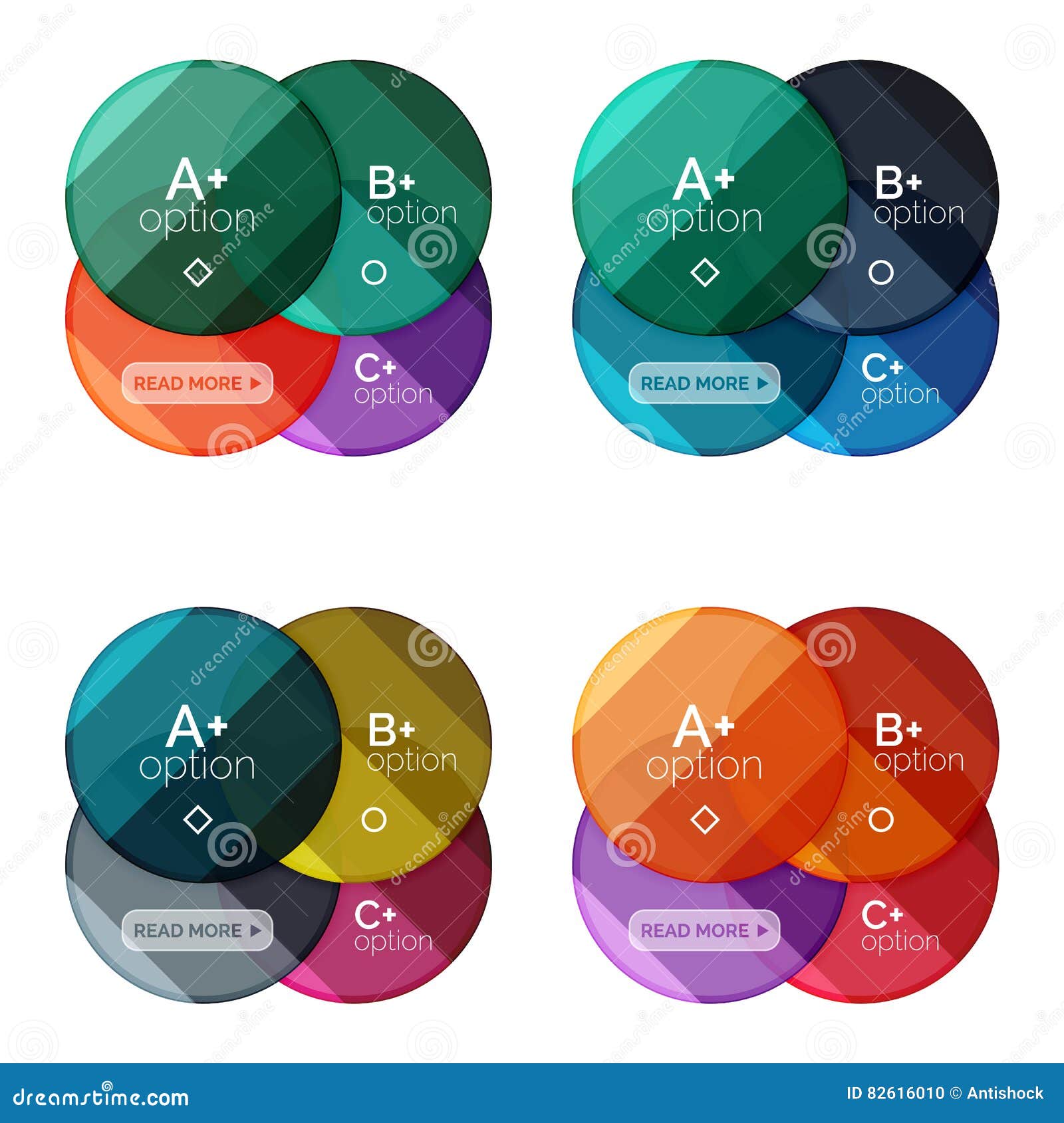 Set of Round Option Diagram Template for Your Data or Options Stock ...