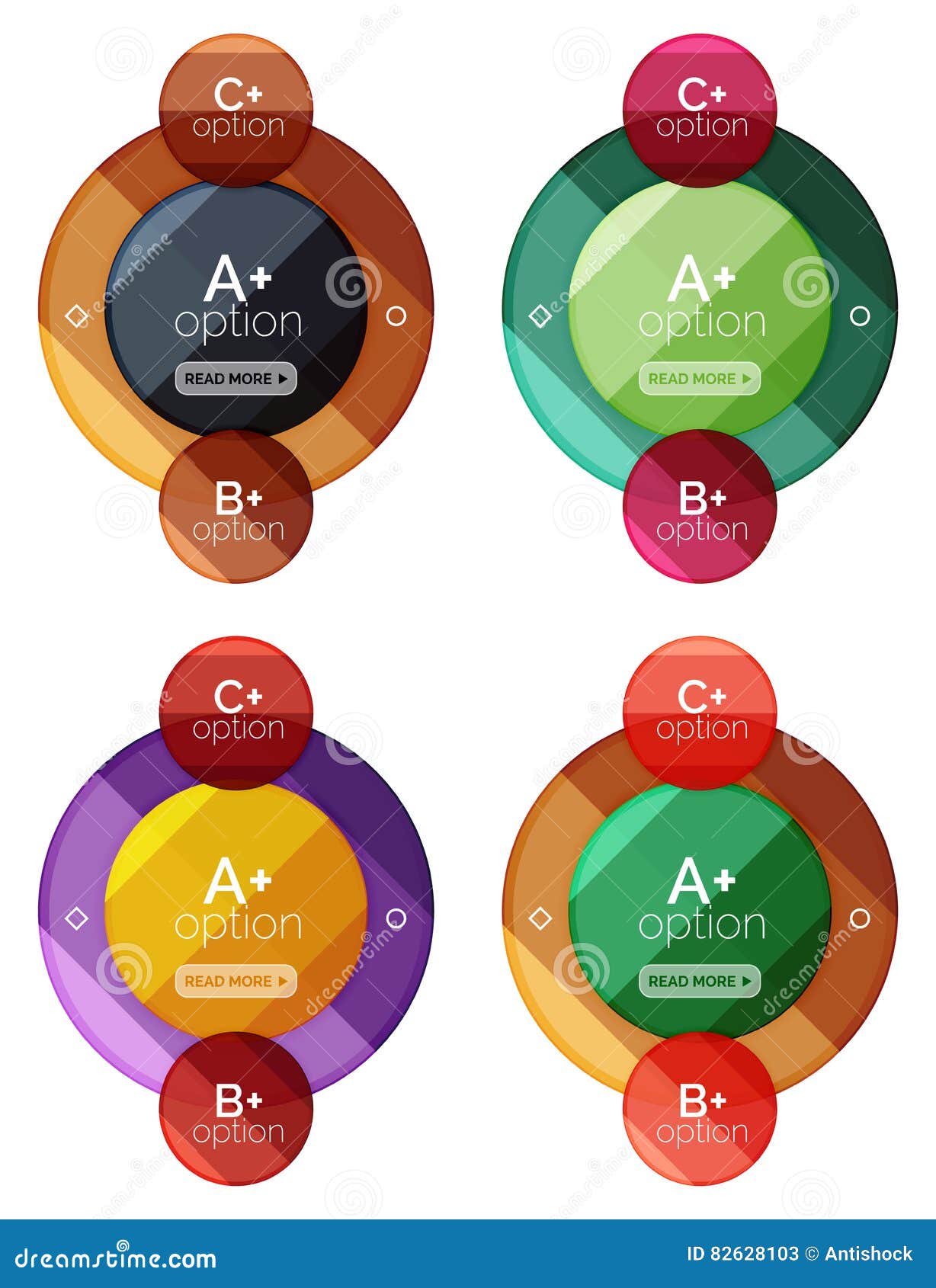 Set of Round Option Diagram Template for Your Data or Options Stock ...