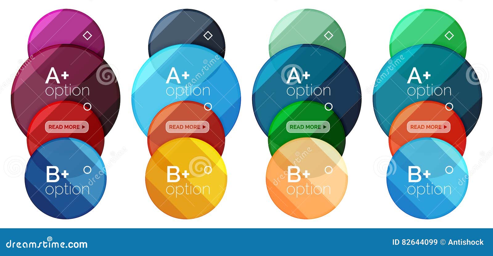 Set of Round Option Diagram Template for Your Data or Options Stock ...