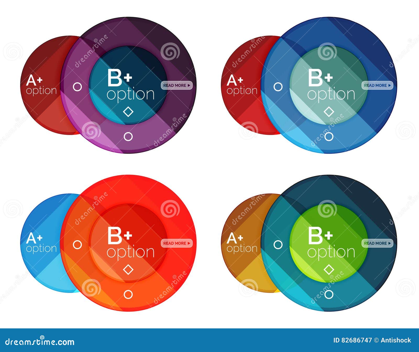 Set of Round Option Diagram Template for Your Data or Options Stock ...