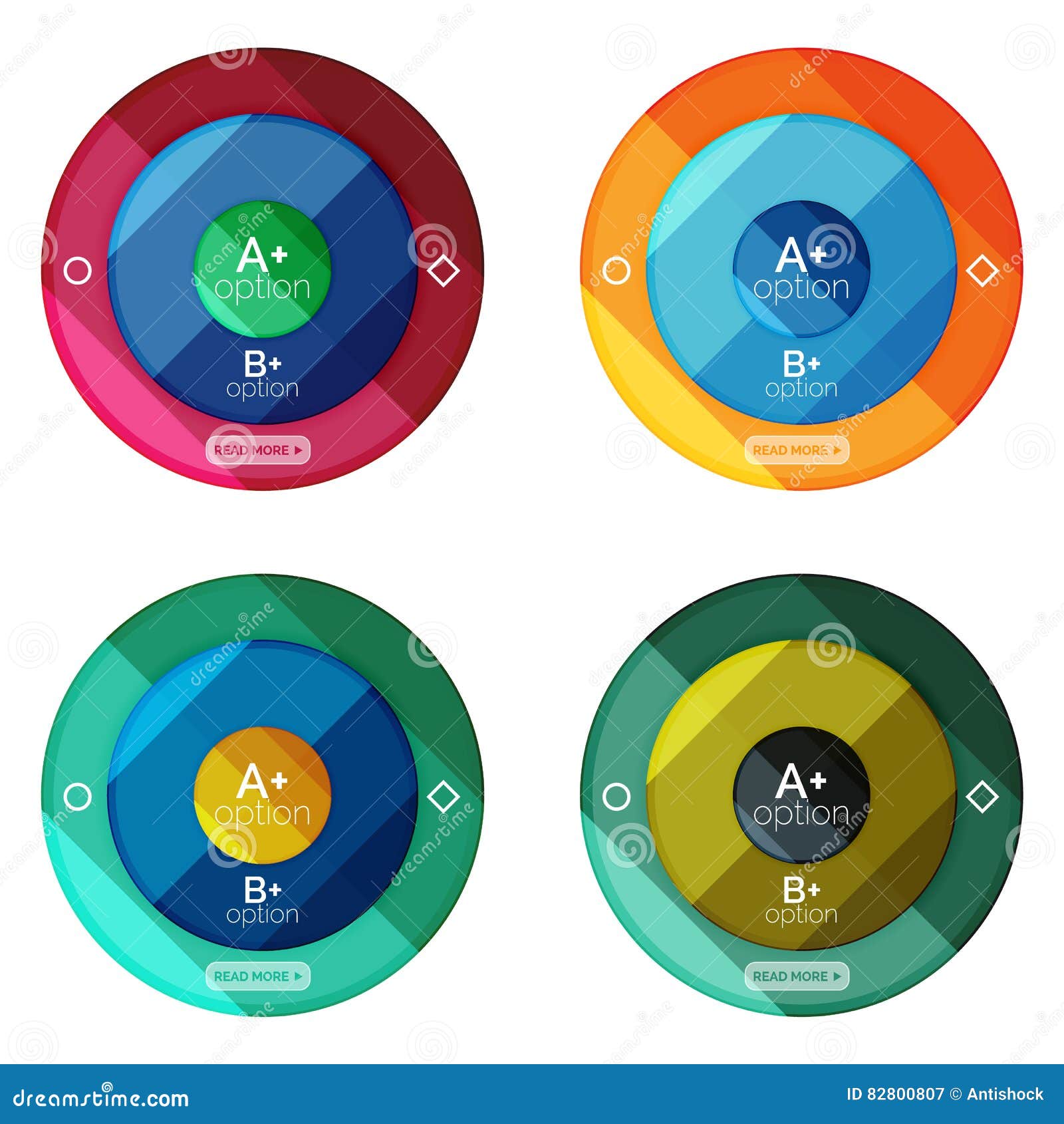 Set of Round Option Diagram Template for Your Data or Options Stock ...