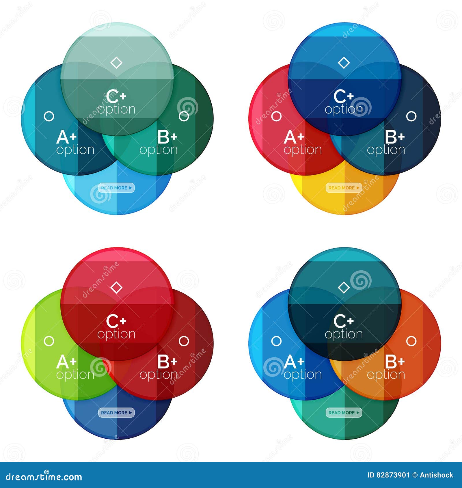 Set of Round Option Diagram Template for Your Data or Options Stock ...