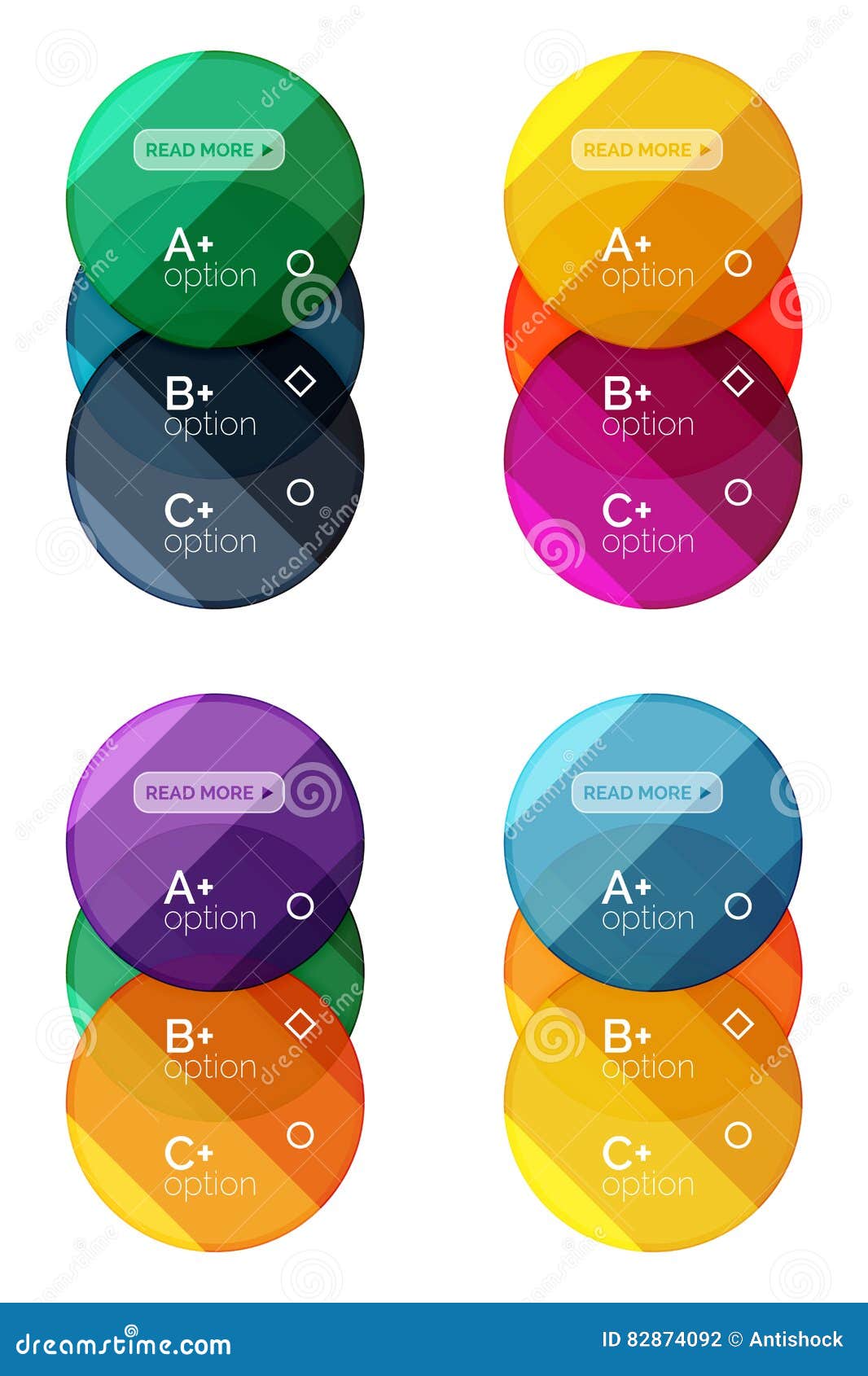Set of Round Option Diagram Template for Your Data or Options Stock ...