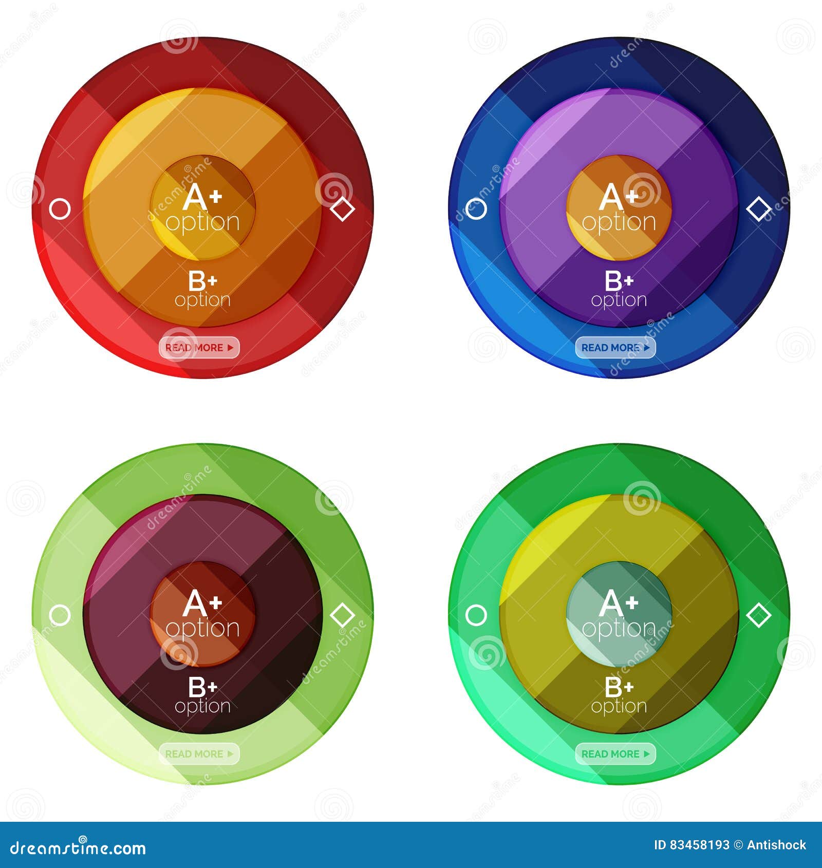 Set of Round Option Diagram Template for Your Data or Options Stock ...