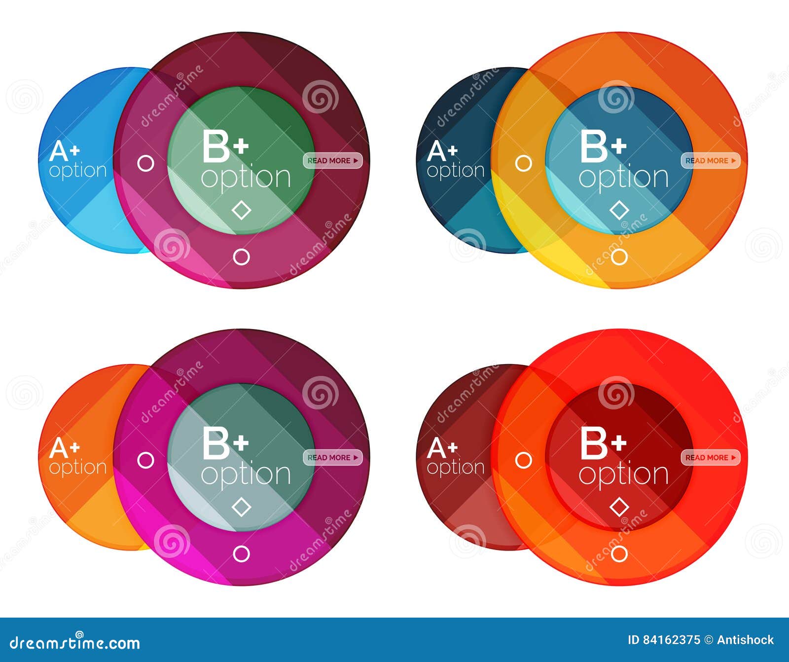 Set of Round Option Diagram Template for Your Data or Options Stock ...