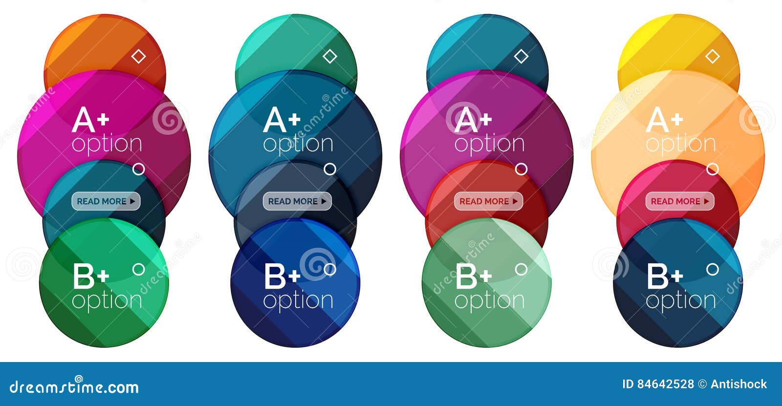 Set of Round Option Diagram Template for Your Data or Options Stock ...