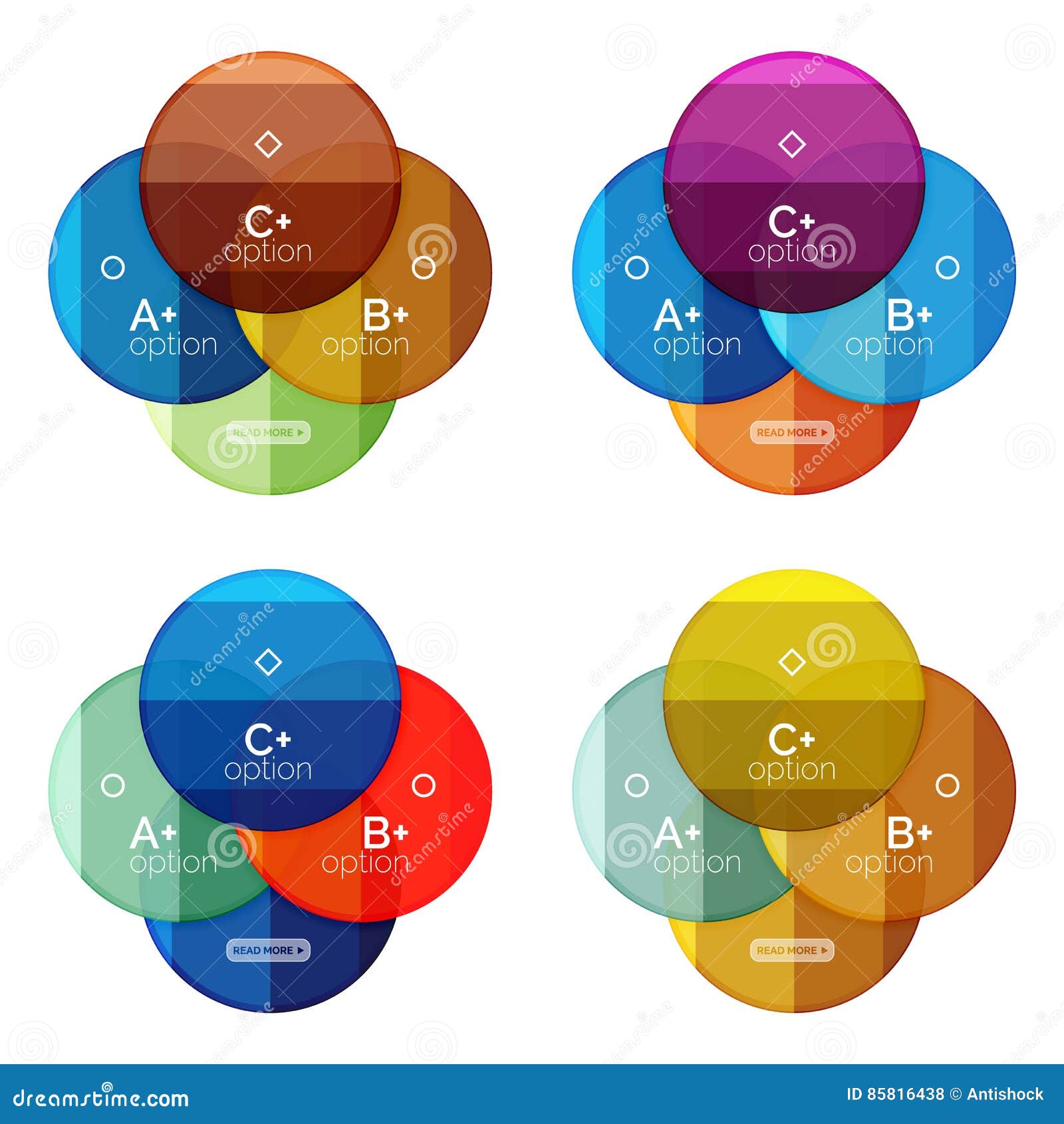 Set of Round Option Diagram Template for Your Data or Options Stock ...