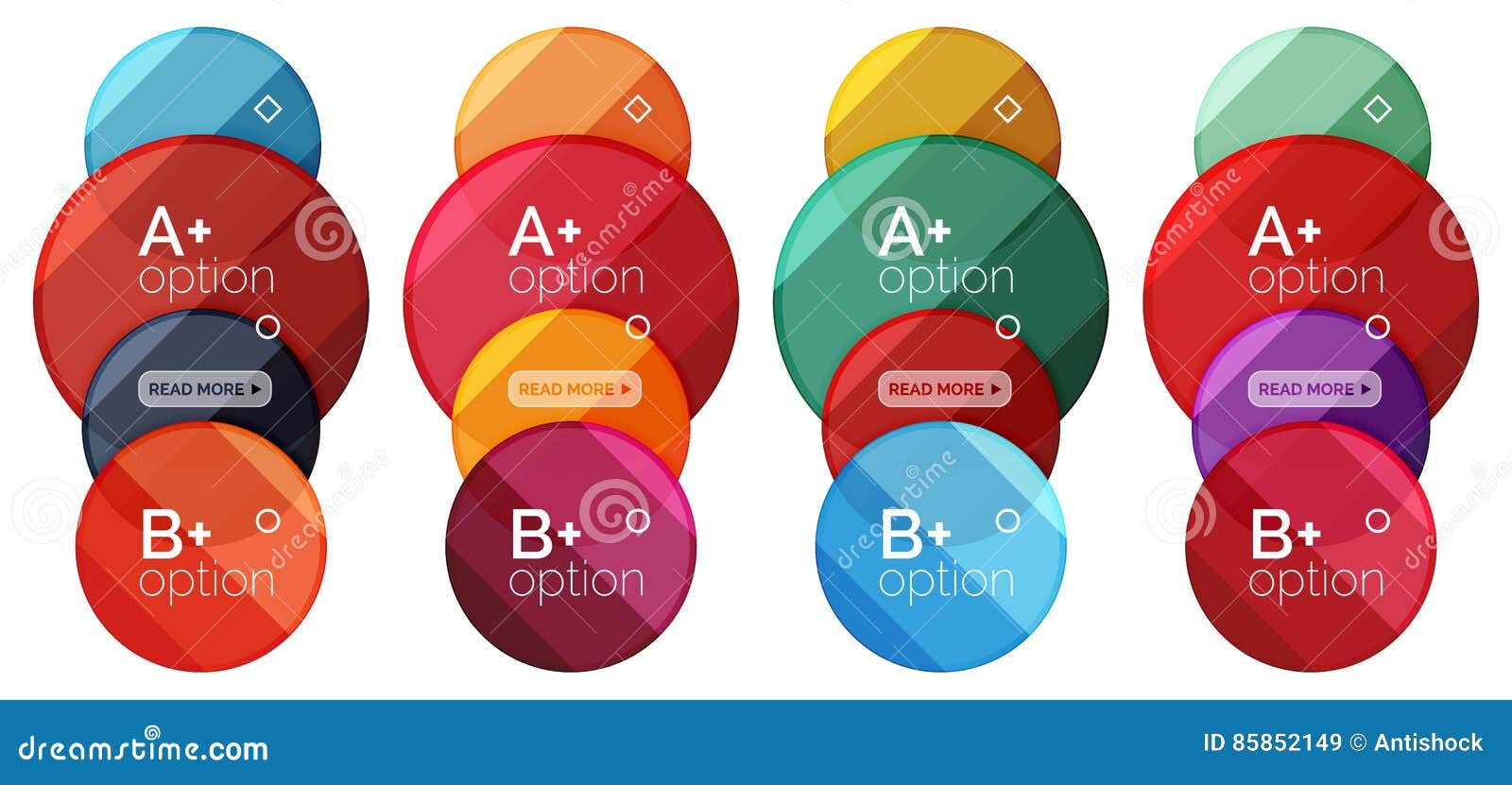 Set of Round Option Diagram Template for Your Data or Options Stock ...