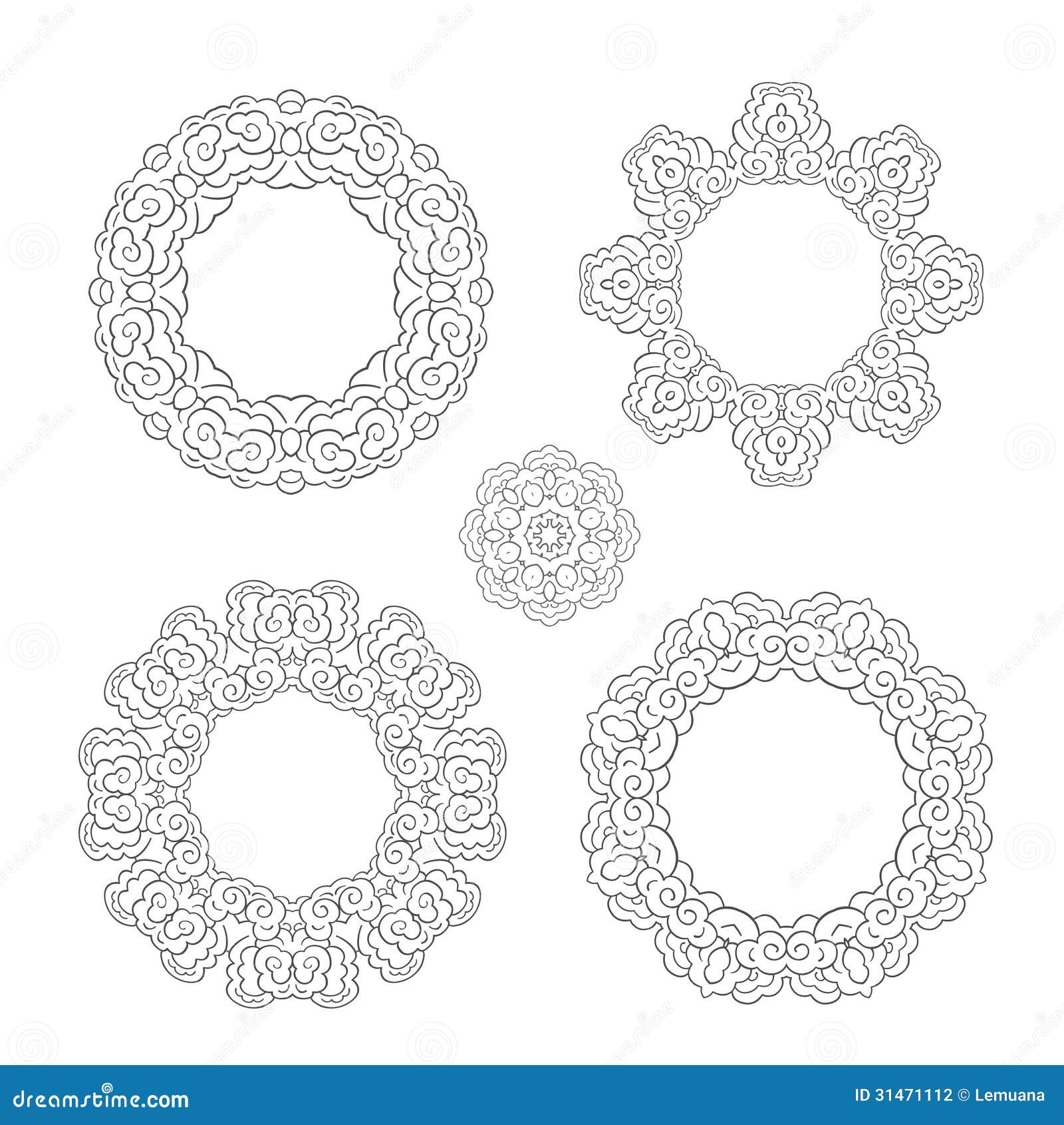 Set of Round Ornament Frames Stock Vector - Illustration of circle ...