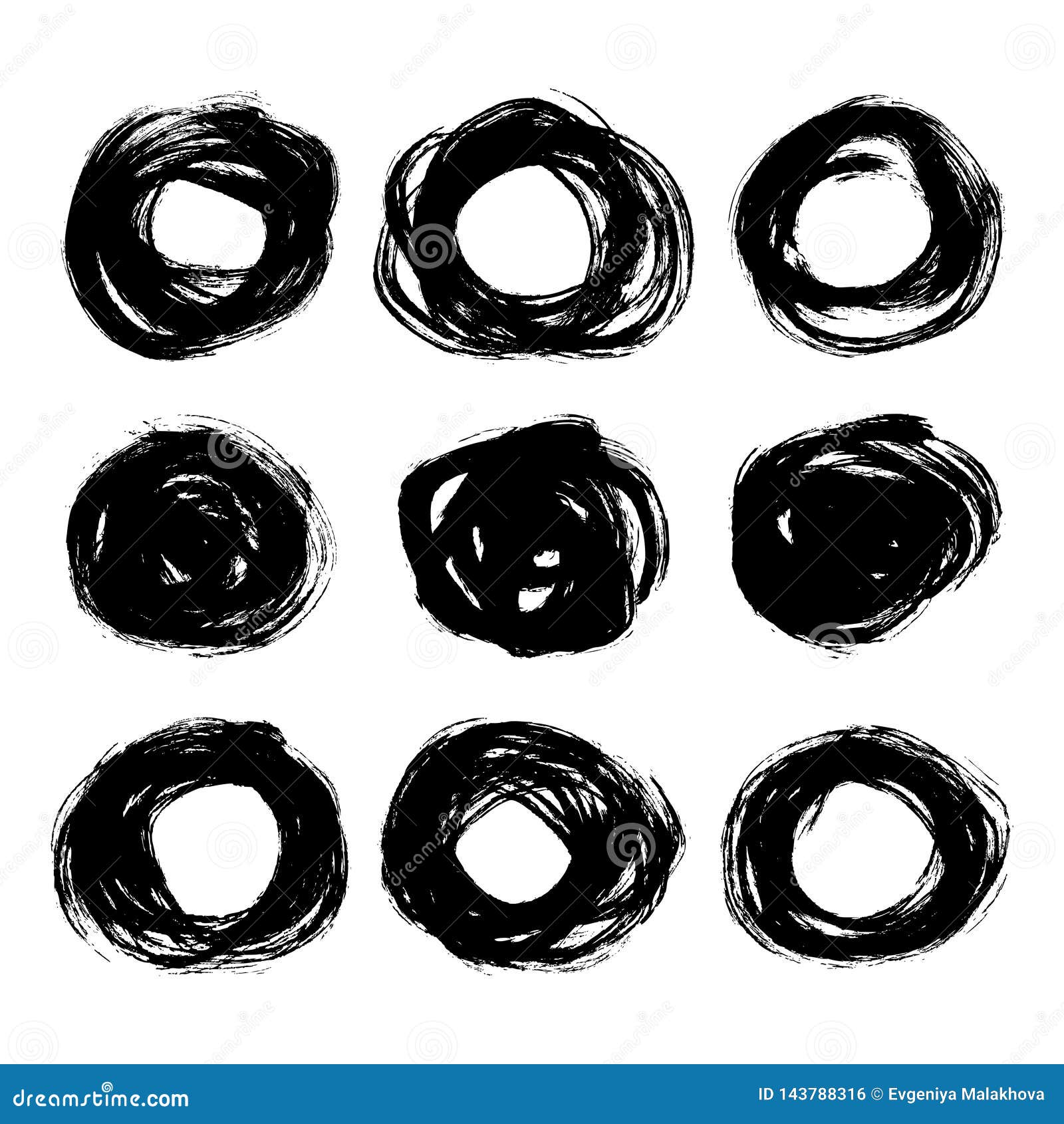 Set of Round Paint Texture Elements Isolated Stock Vector ...