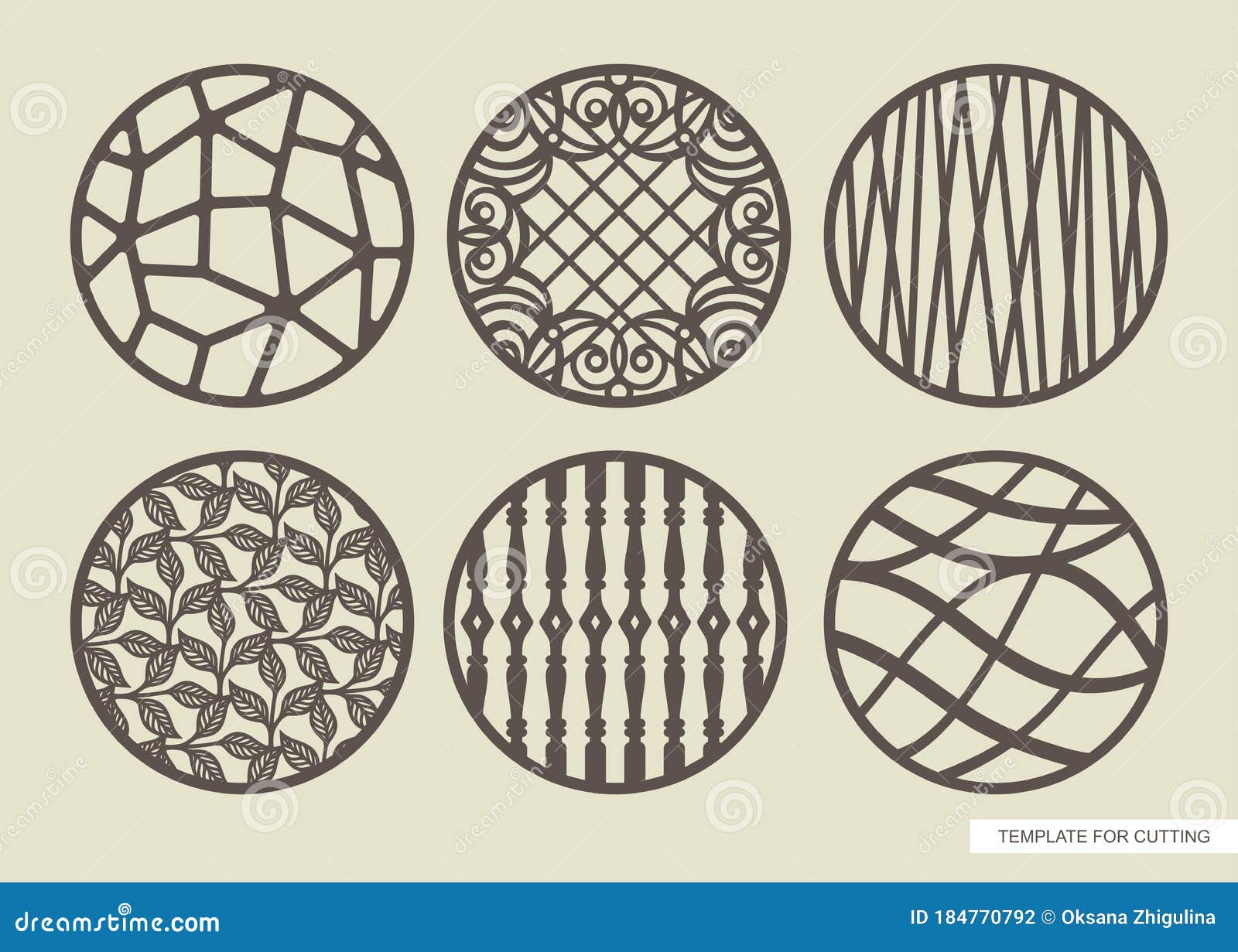 Set of Round Panels with Various Patterns. Stock Vector - Illustration ...