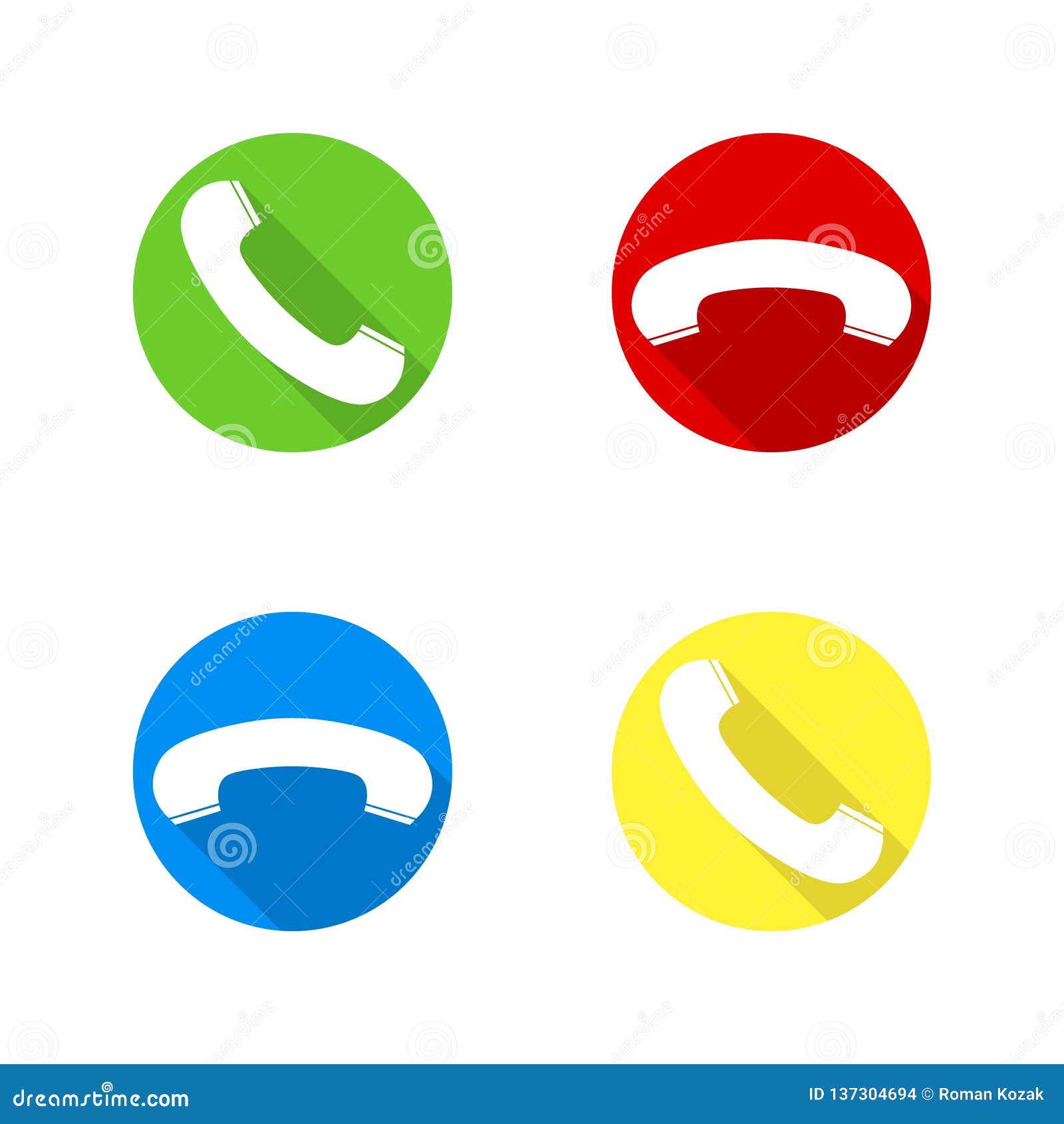 Set of Round Phone Receiver Icons Stock Vector - Illustration of ...