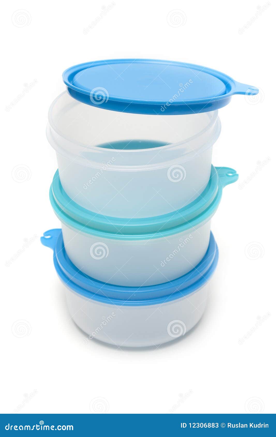 Set Round Plastic Container Stock Image - Image of containers, blue ...