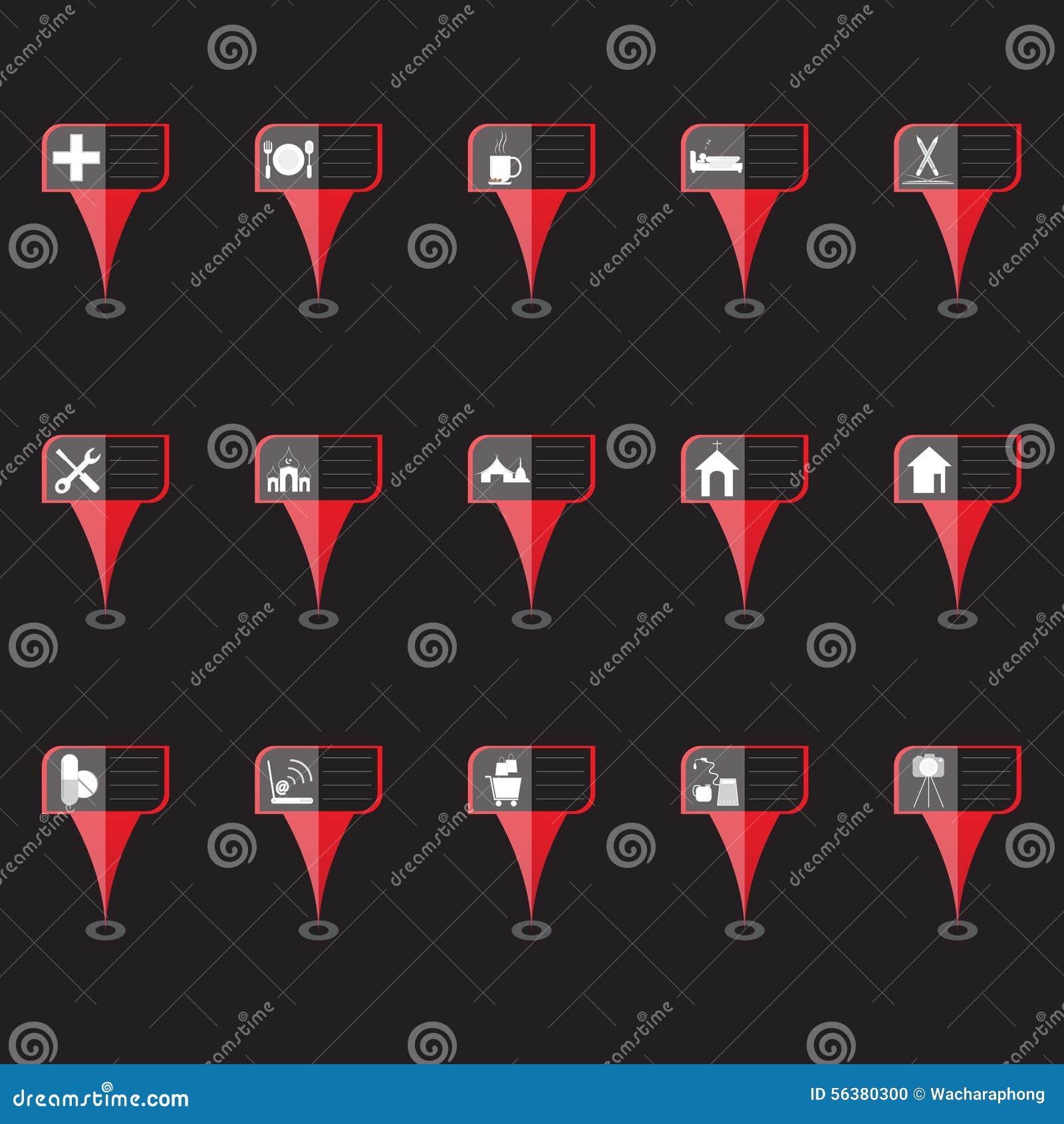 Set of Round Pointers for Attractions Stock Illustration - Illustration ...