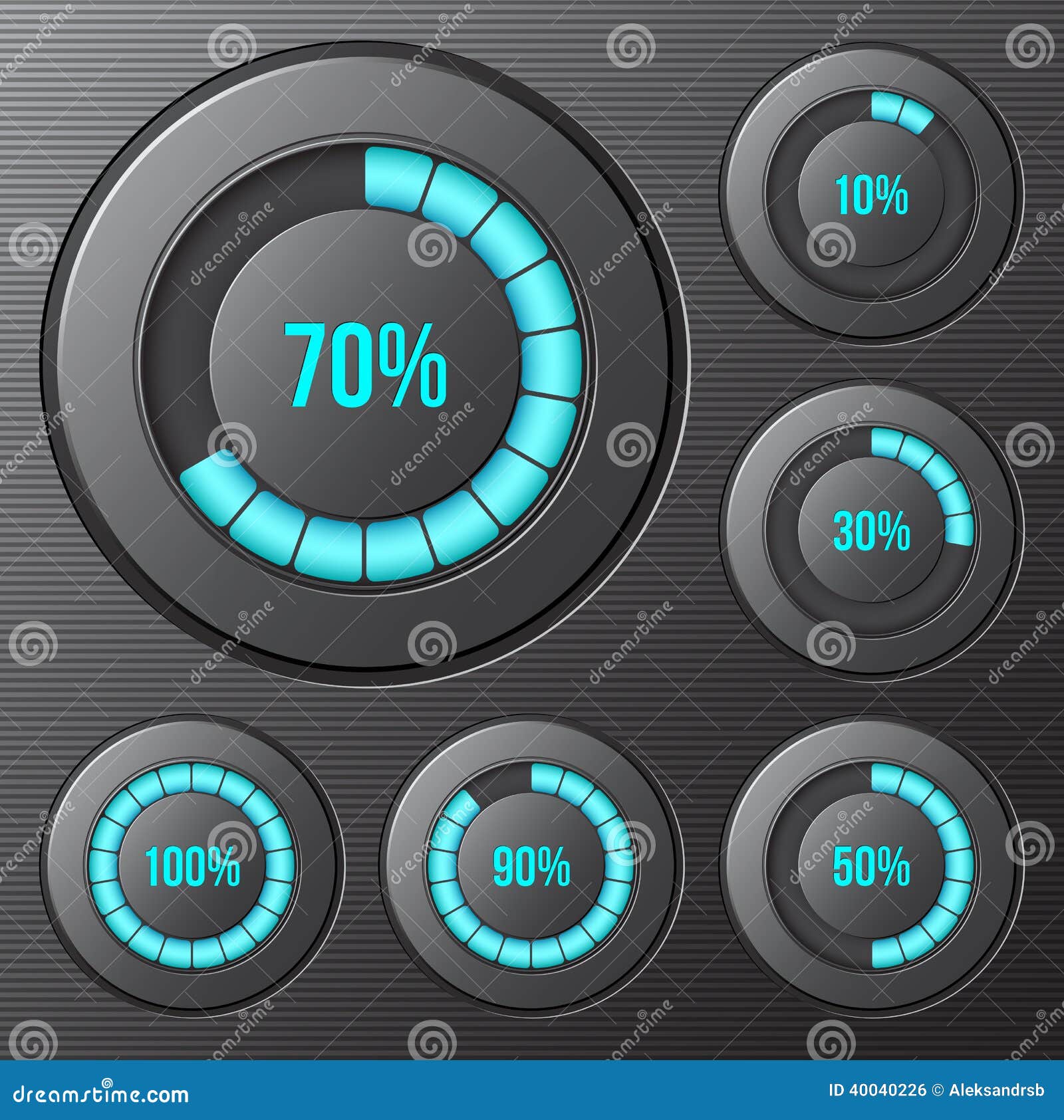 Set of Round Progress Indicators, Bars. Stock Vector - Illustration of ...