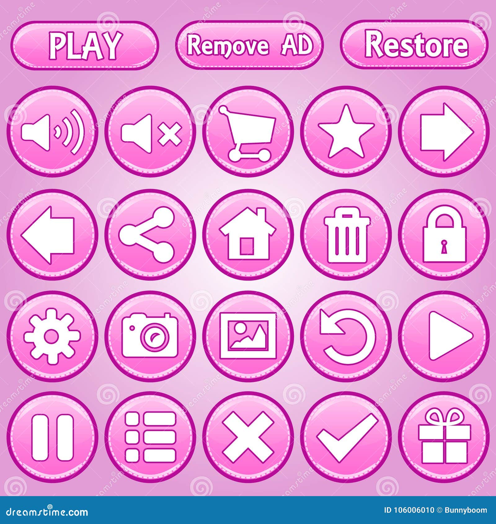 Set of Round and Rectangle Buttons Pink Set. Stock Vector ...