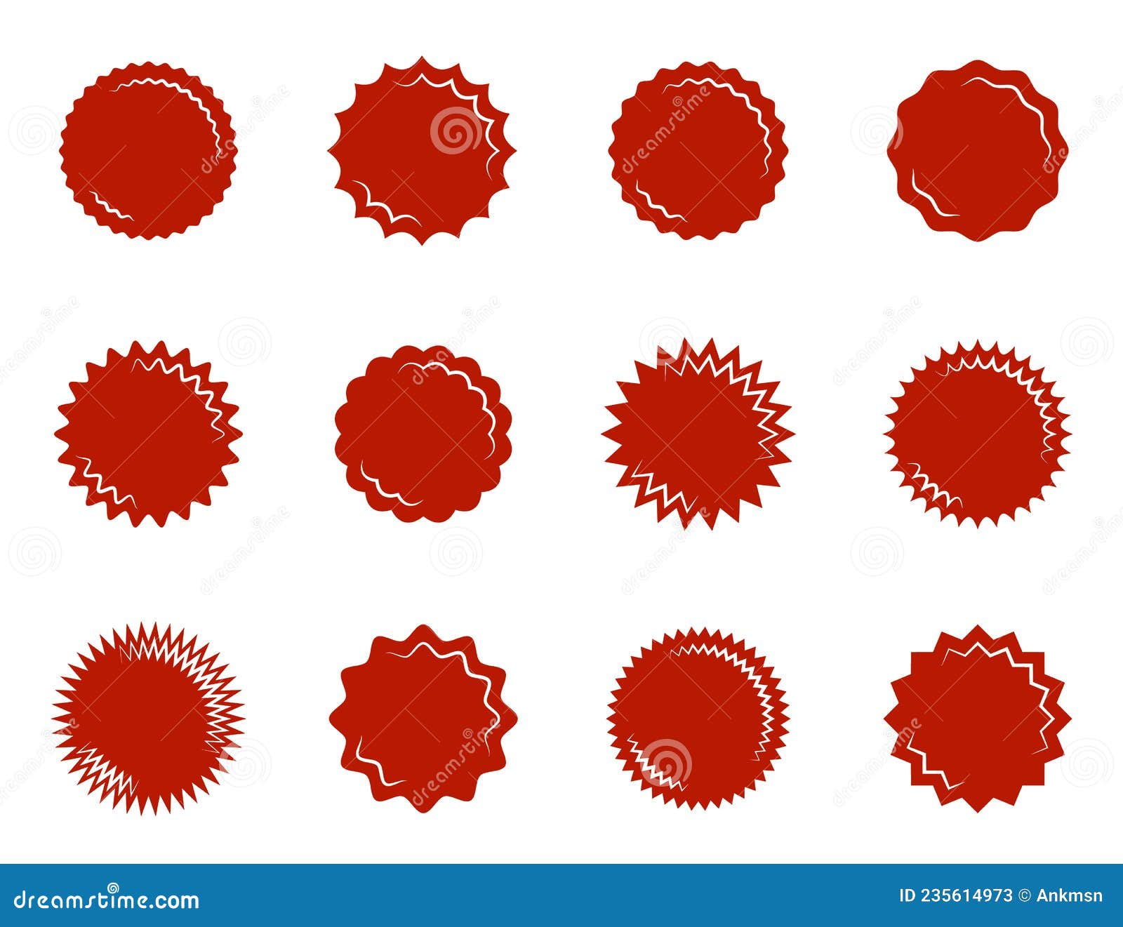 Set of Round Red Stamps, Badges and Banners, Vector Illustration Stock ...