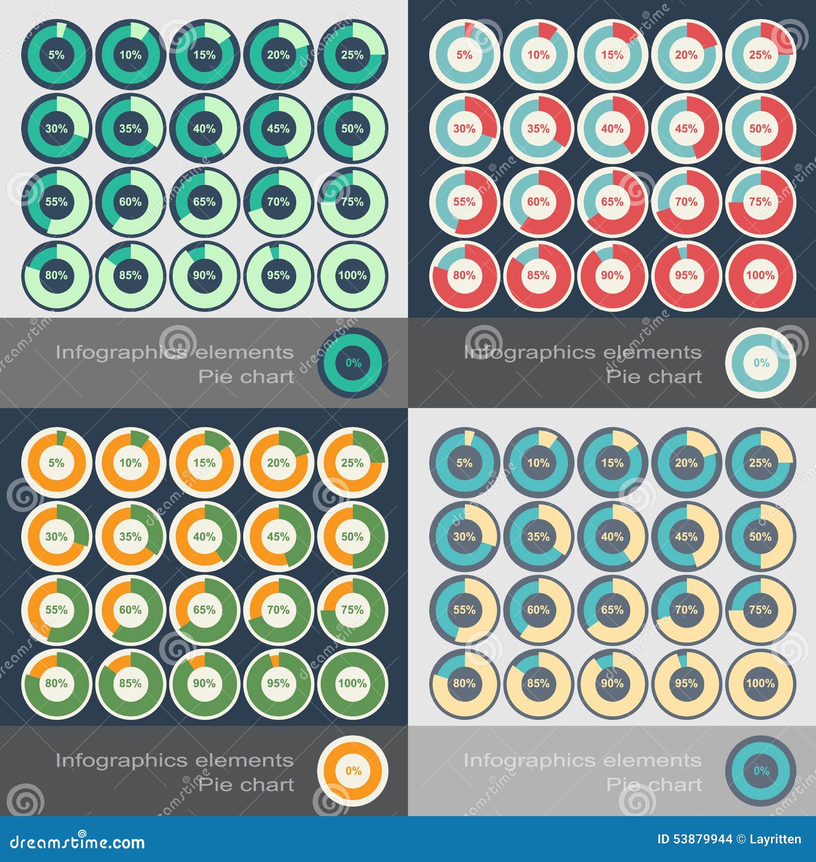 Set of the Round Segmented Charts in Flat Style Stock Vector ...