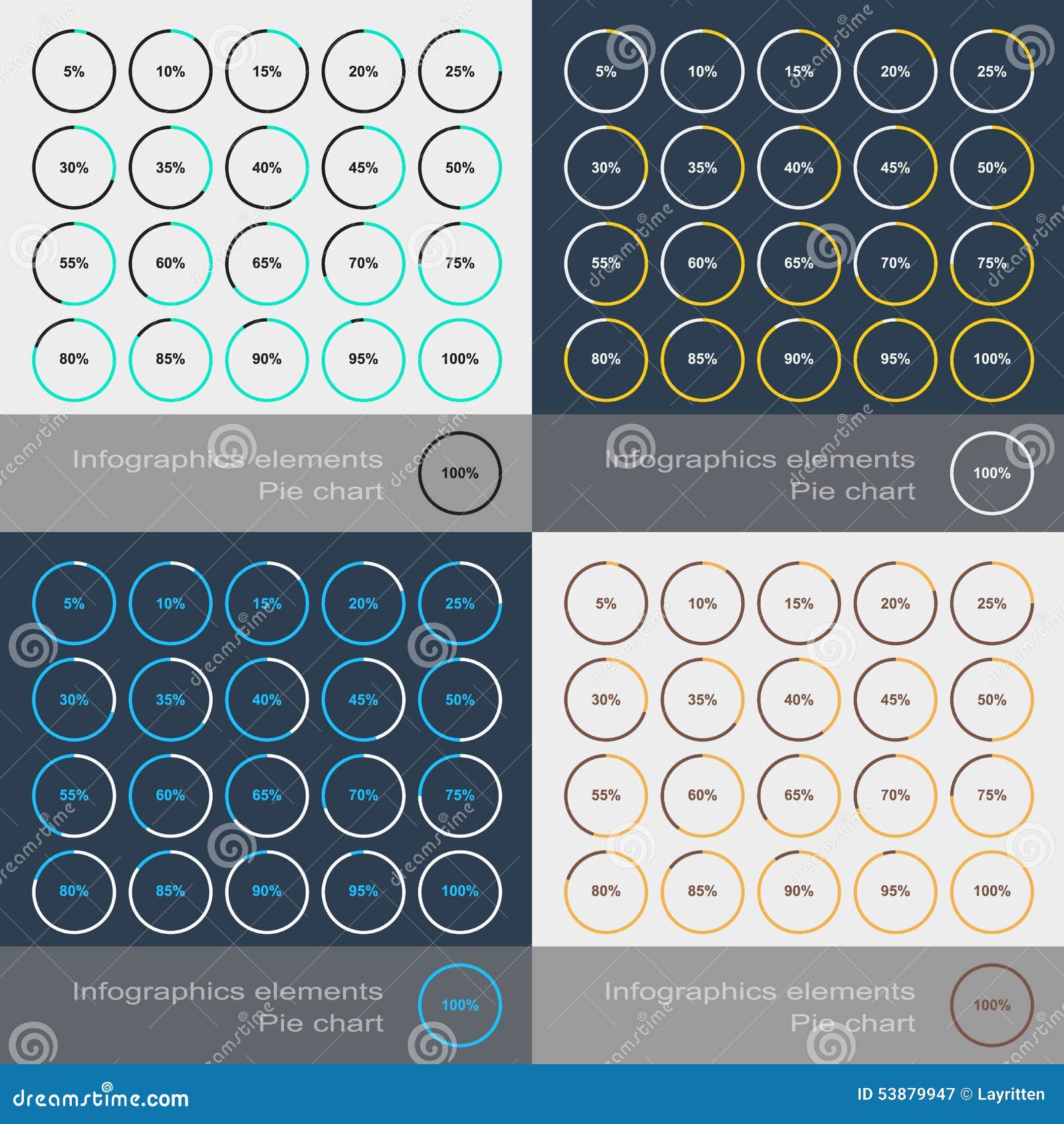 Set of the Round Segmented Charts in Flat Style Stock Vector ...