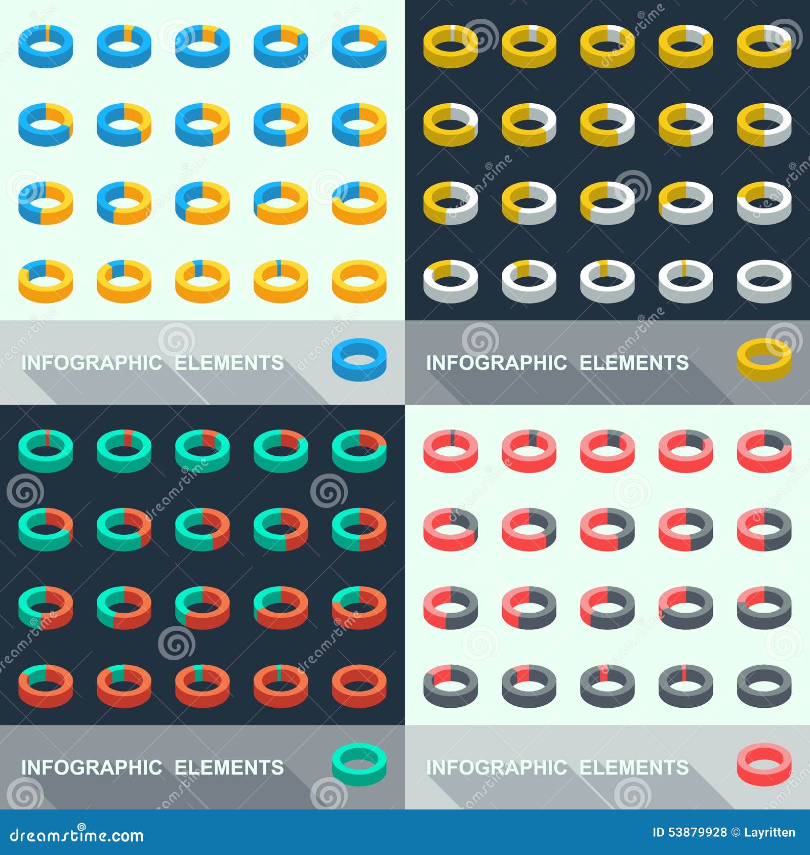 Segmented Pie Charts Set From 3 To 8 Divisions. Cartoon Vector ...