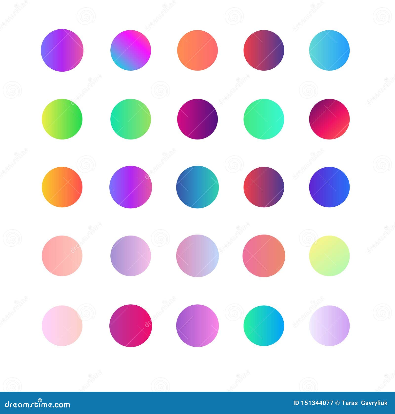 Set Round Soft Color Modern Abstract Gradients on White Background ...