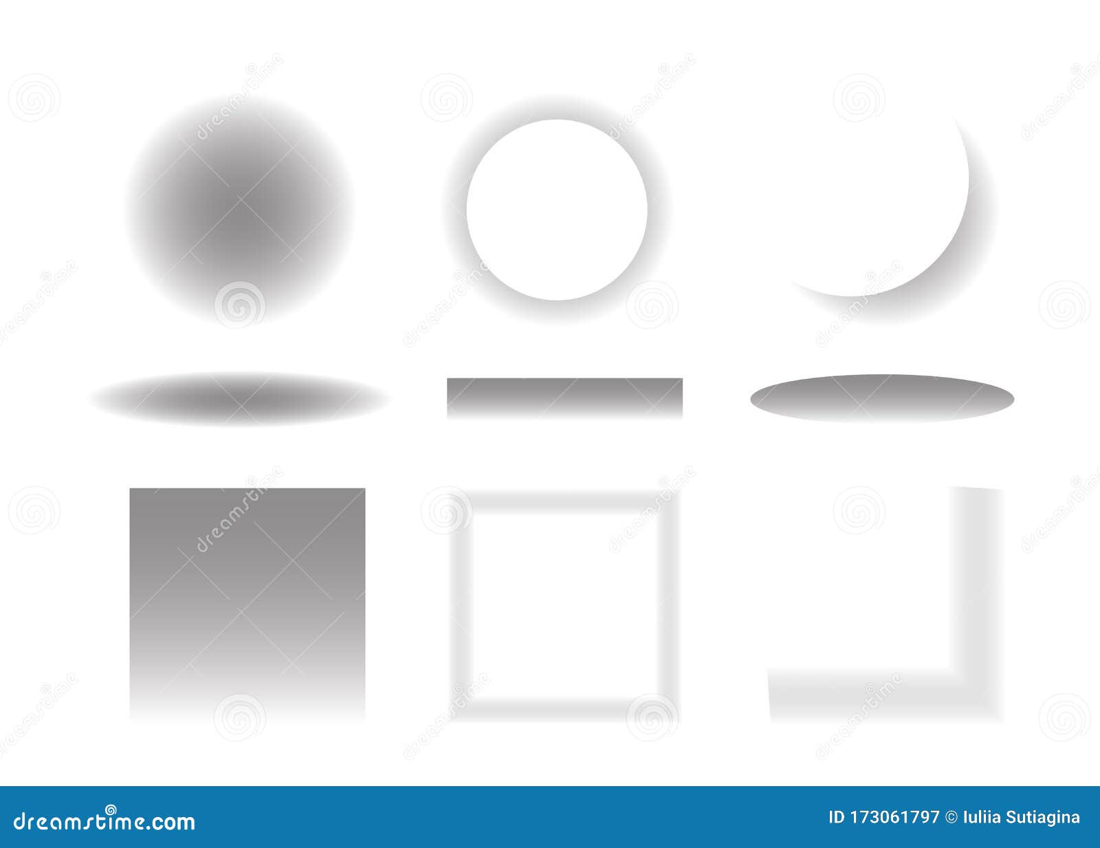 Set of Round and Square Gradient Shadow. Transparent Shadow with Soft ...