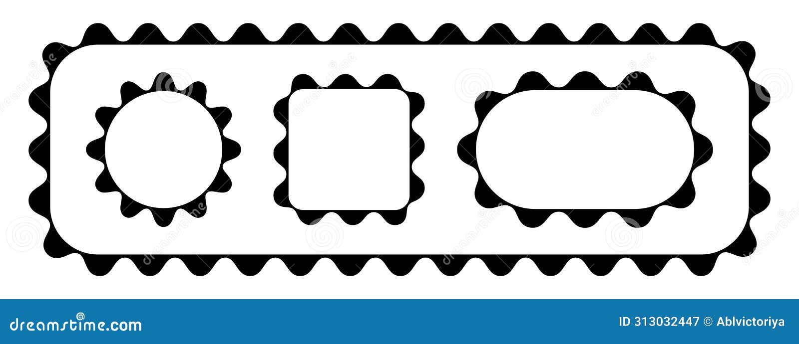 Set of Round, Square, Rectangle and Oval Frames with Scalloped Borders ...