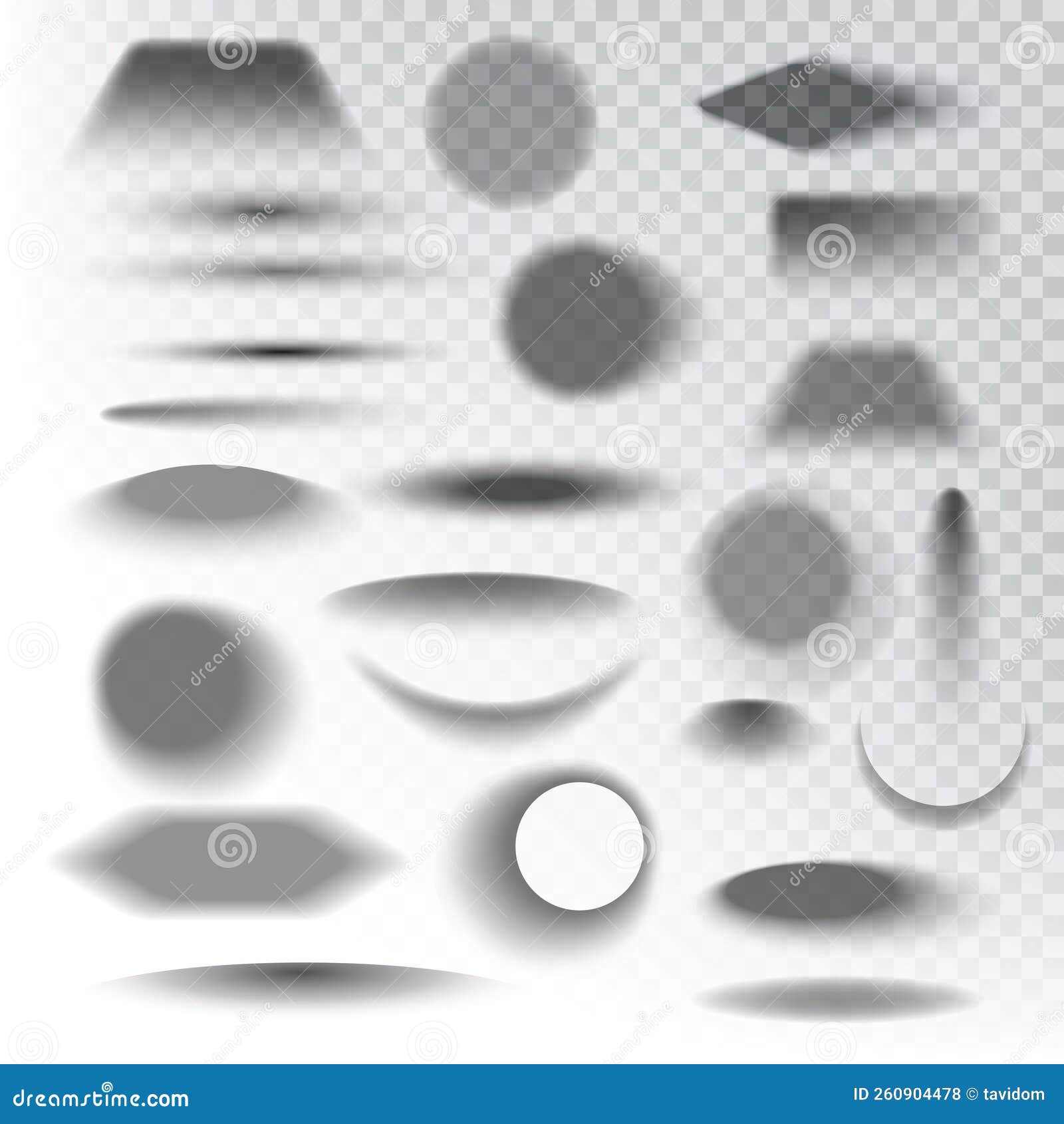 Set of Round and Square Shadow Effects. Different Shadows on ...