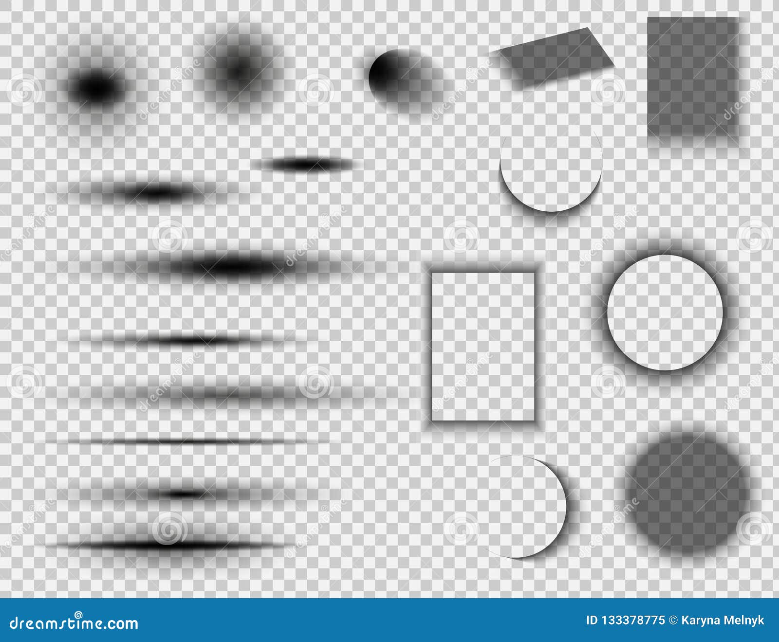 Set of Round and Square Shadow Effects. Stock Vector - Illustration of ...