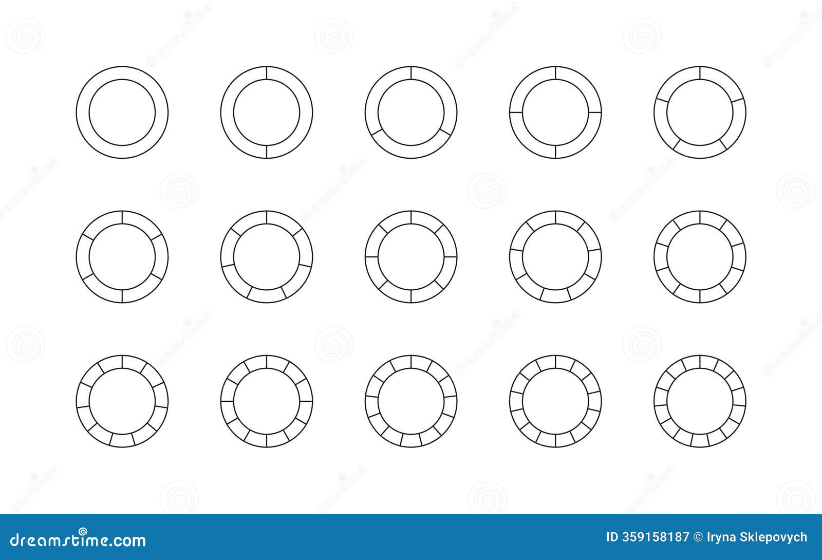 Set Of Round Structure Template With Segments And Slices. Outline ...