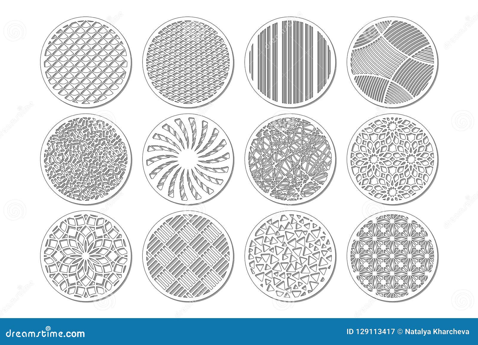 Set Round Template for Cutting. Abstract Line, Geometric Pattern. Laser ...